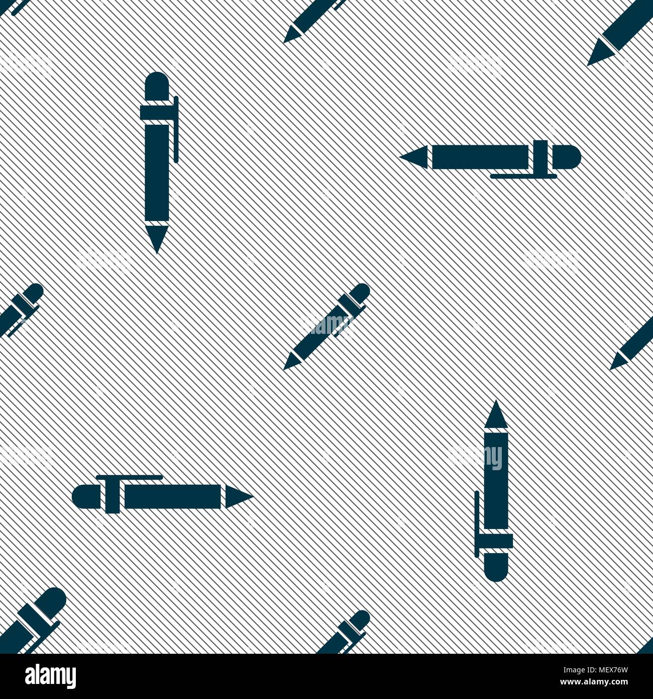 pen icon sign. Seamless pattern with geometric texture. Vector ...