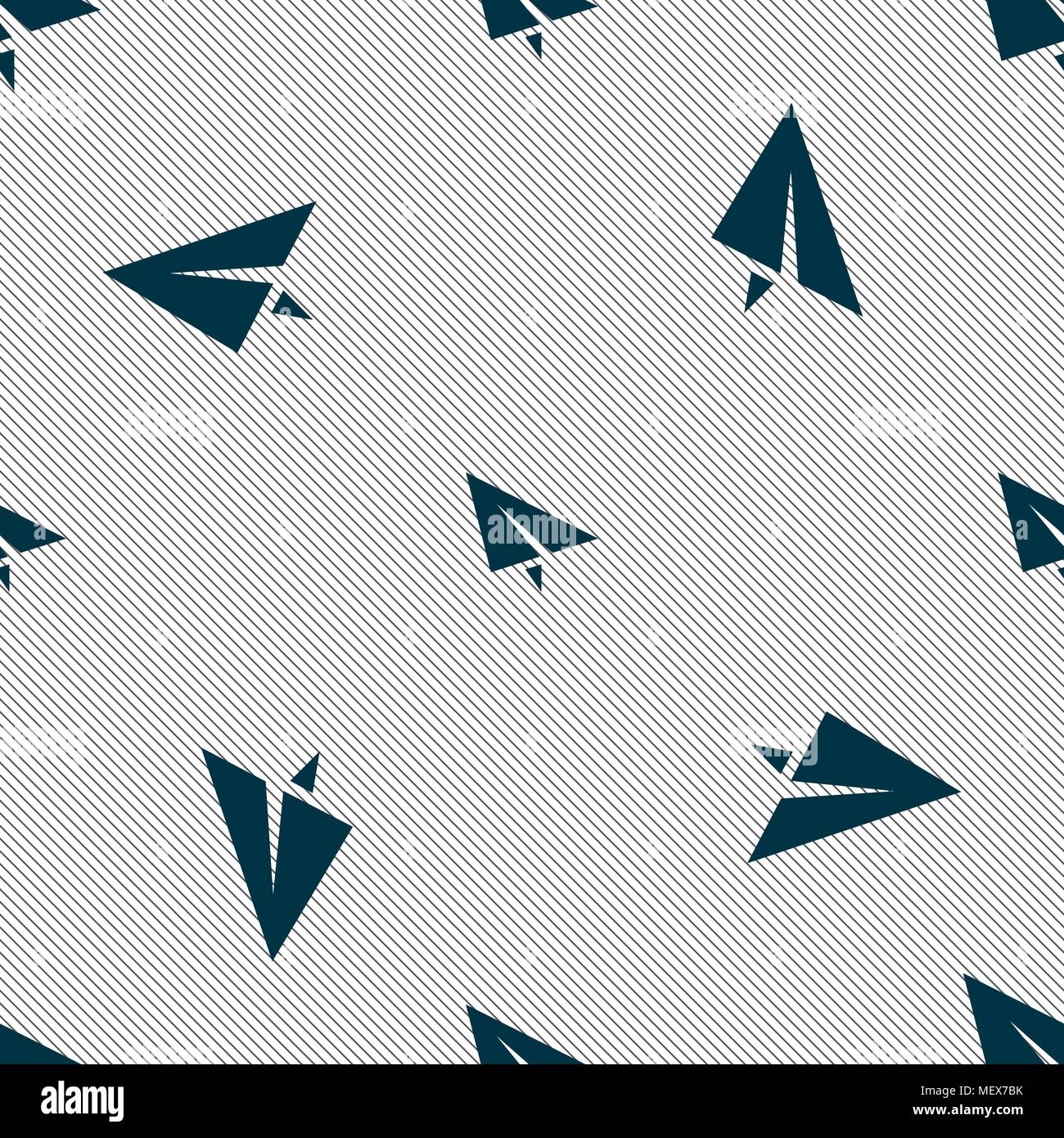 Paper airplane icon sign. Seamless pattern with geometric texture ...