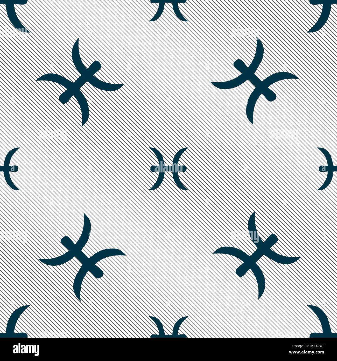 Pisces zodiac sign sign. Seamless pattern with geometric texture ...