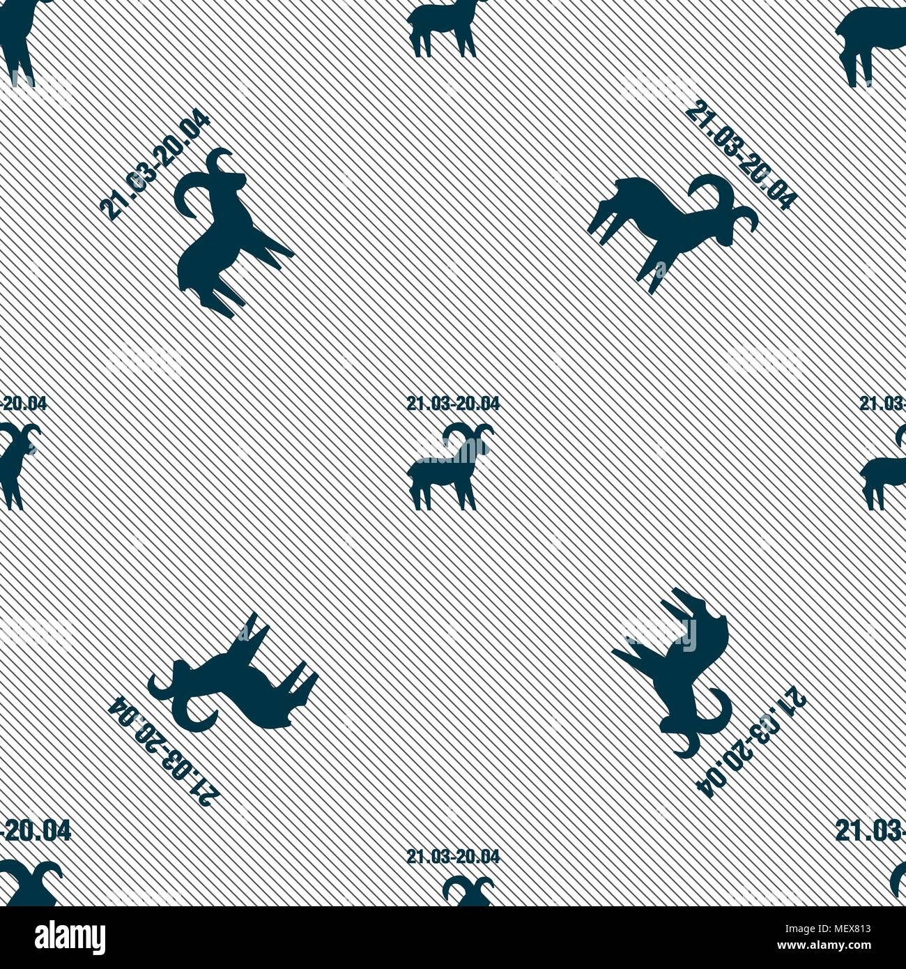 Decorative Zodiac Aries sign. Seamless pattern with geometric texture ...