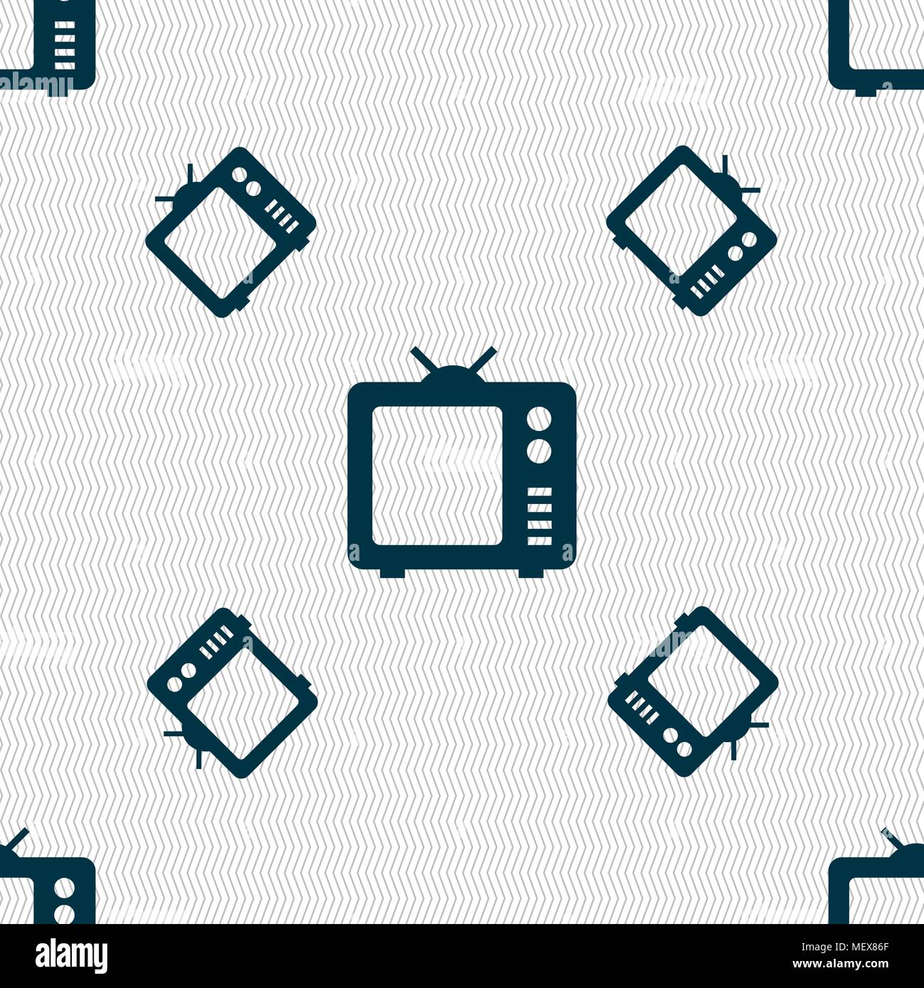 Old TV, Television icon sign. Seamless pattern with geometric texture ...