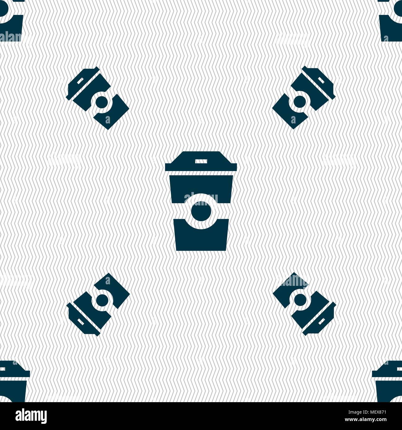 Breakfast, Coffee icon sign. Seamless pattern with geometric texture ...