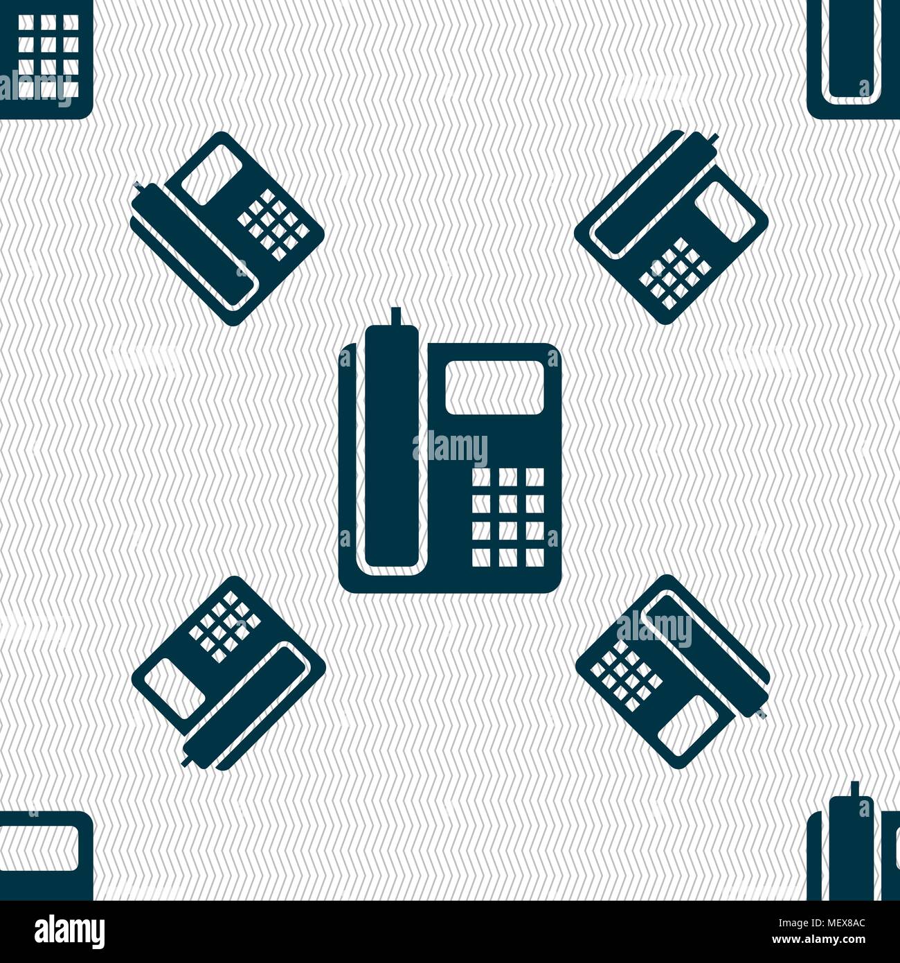 home phone icon sign. Seamless pattern with geometric texture. Vector ...