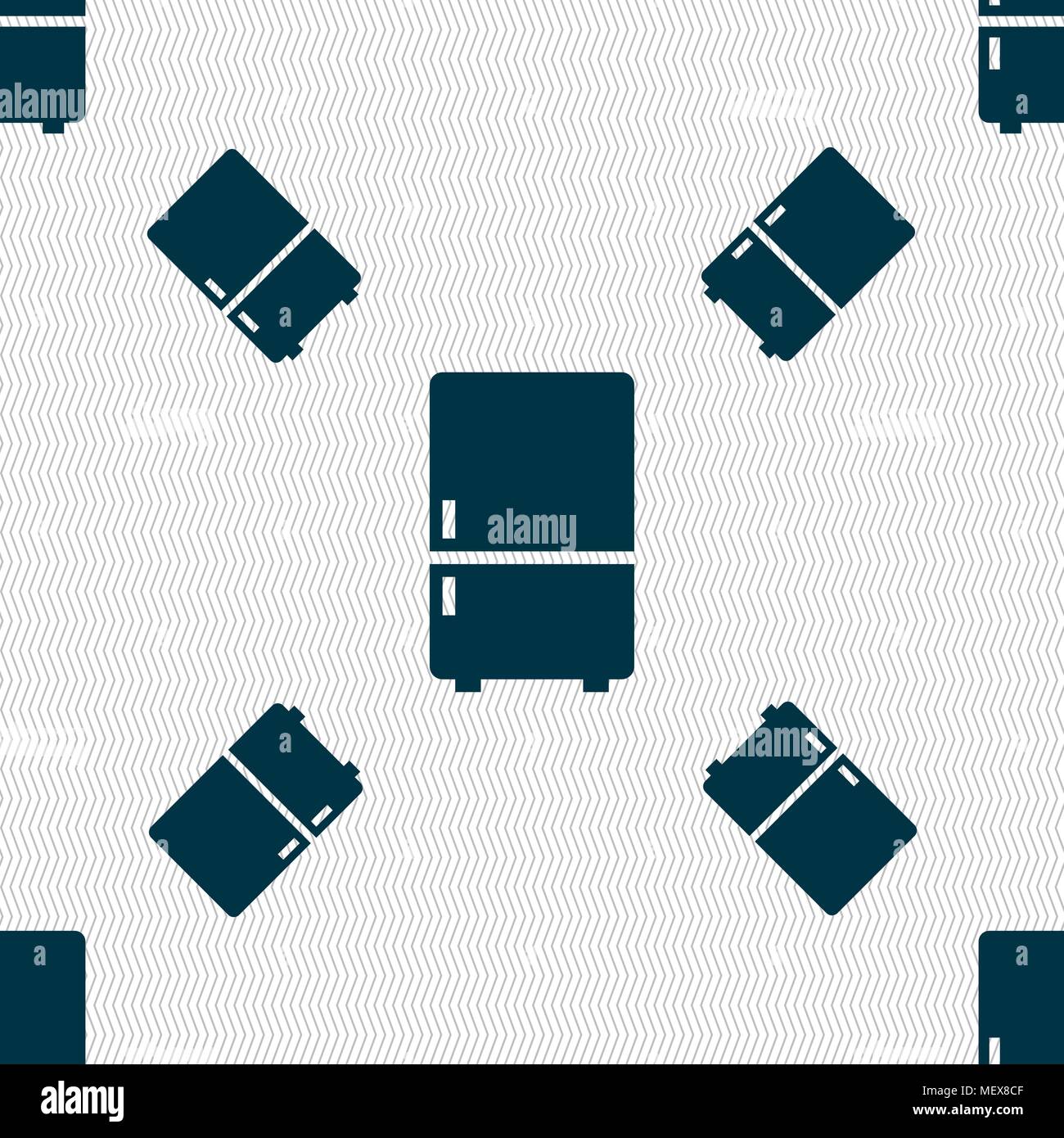 Refrigerator icon sign. Seamless pattern with geometric texture. Vector ...