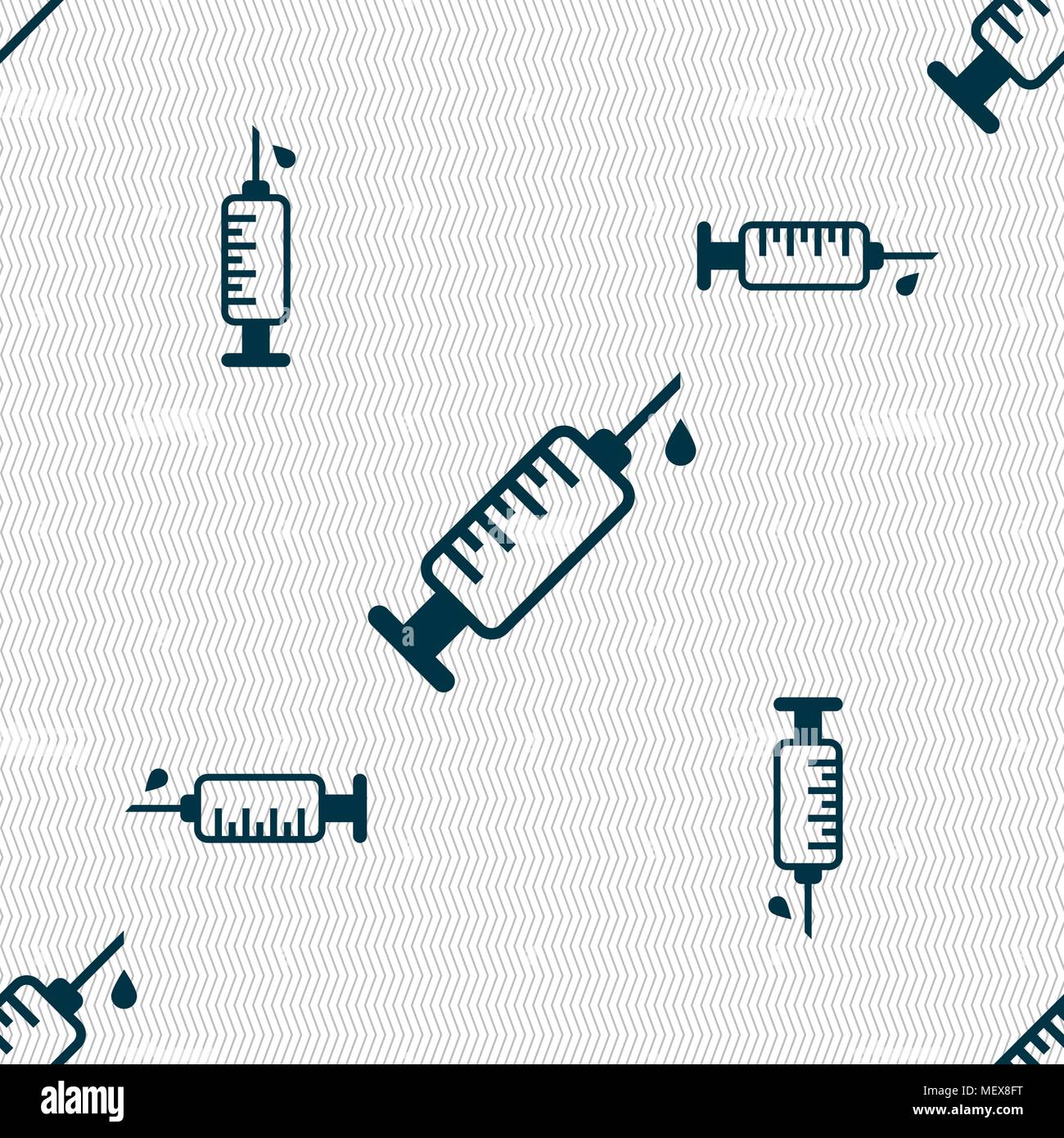 syringe icon sign. Seamless pattern with geometric texture. Vector ...