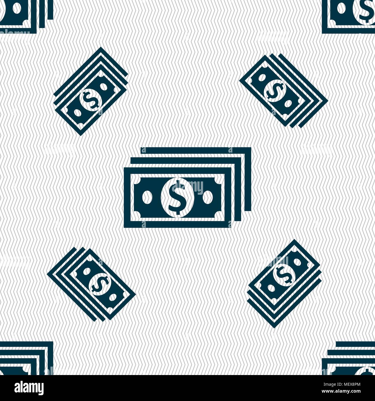 money, dollar icon sign. Seamless pattern with geometric texture ...