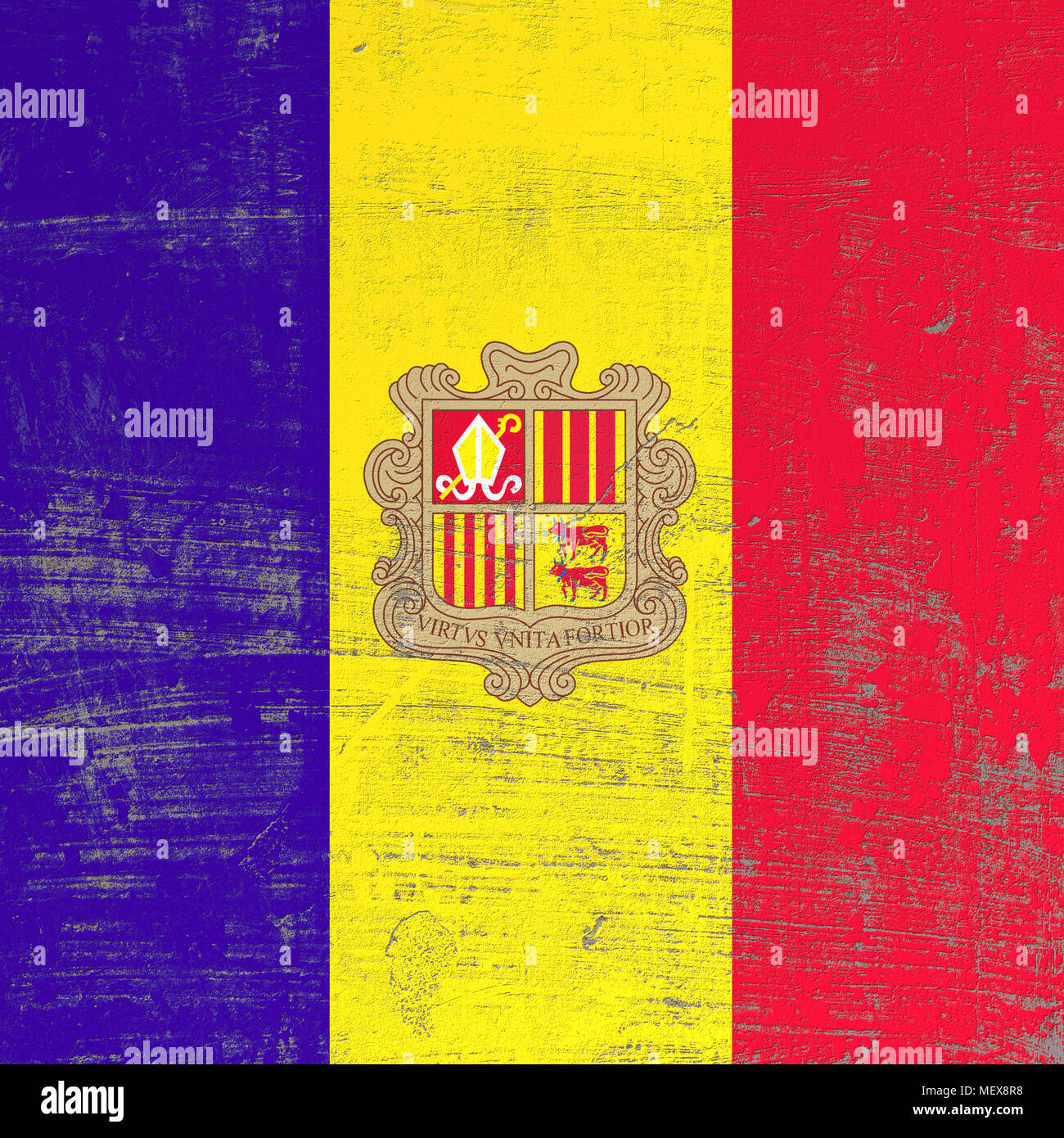 3d rendering of Andorra flag in a scratched surface Stock Photo - Alamy