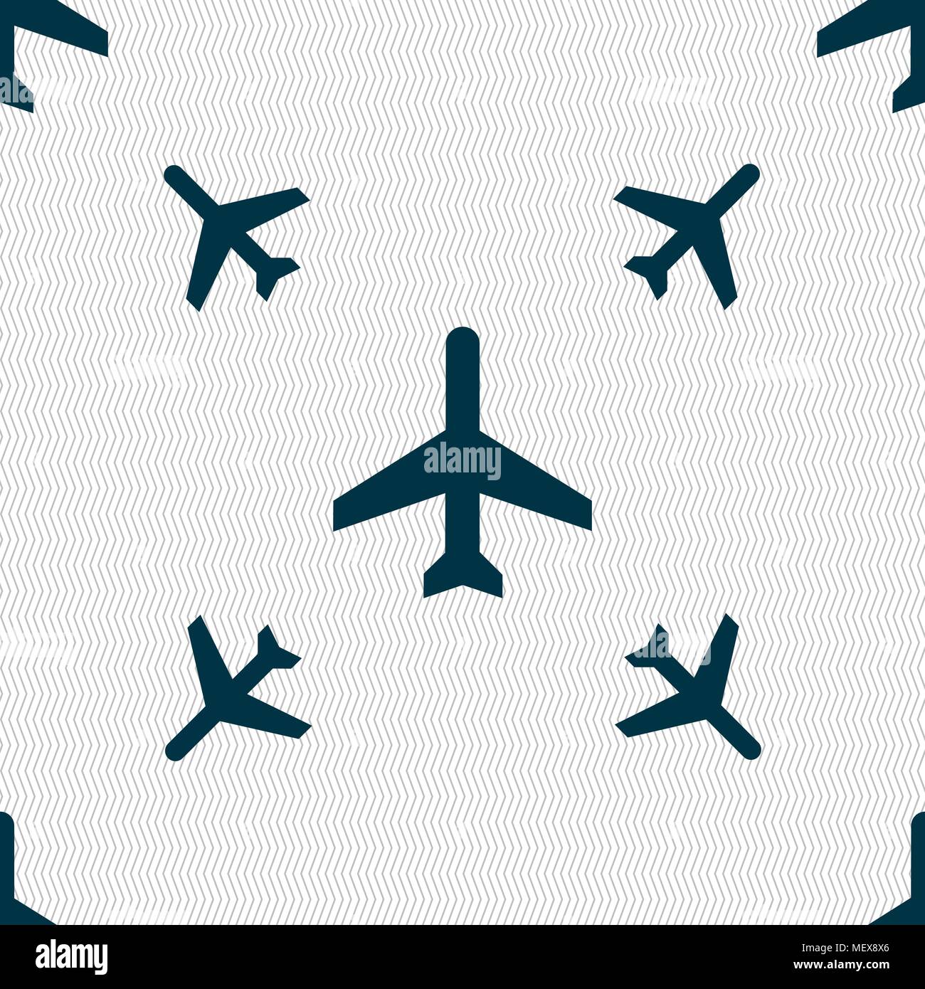 Plane icon sign. Seamless pattern with geometric texture. Vector ...