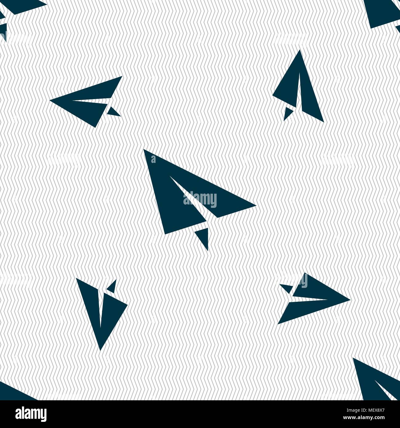 Paper airplane icon sign. Seamless pattern with geometric texture ...