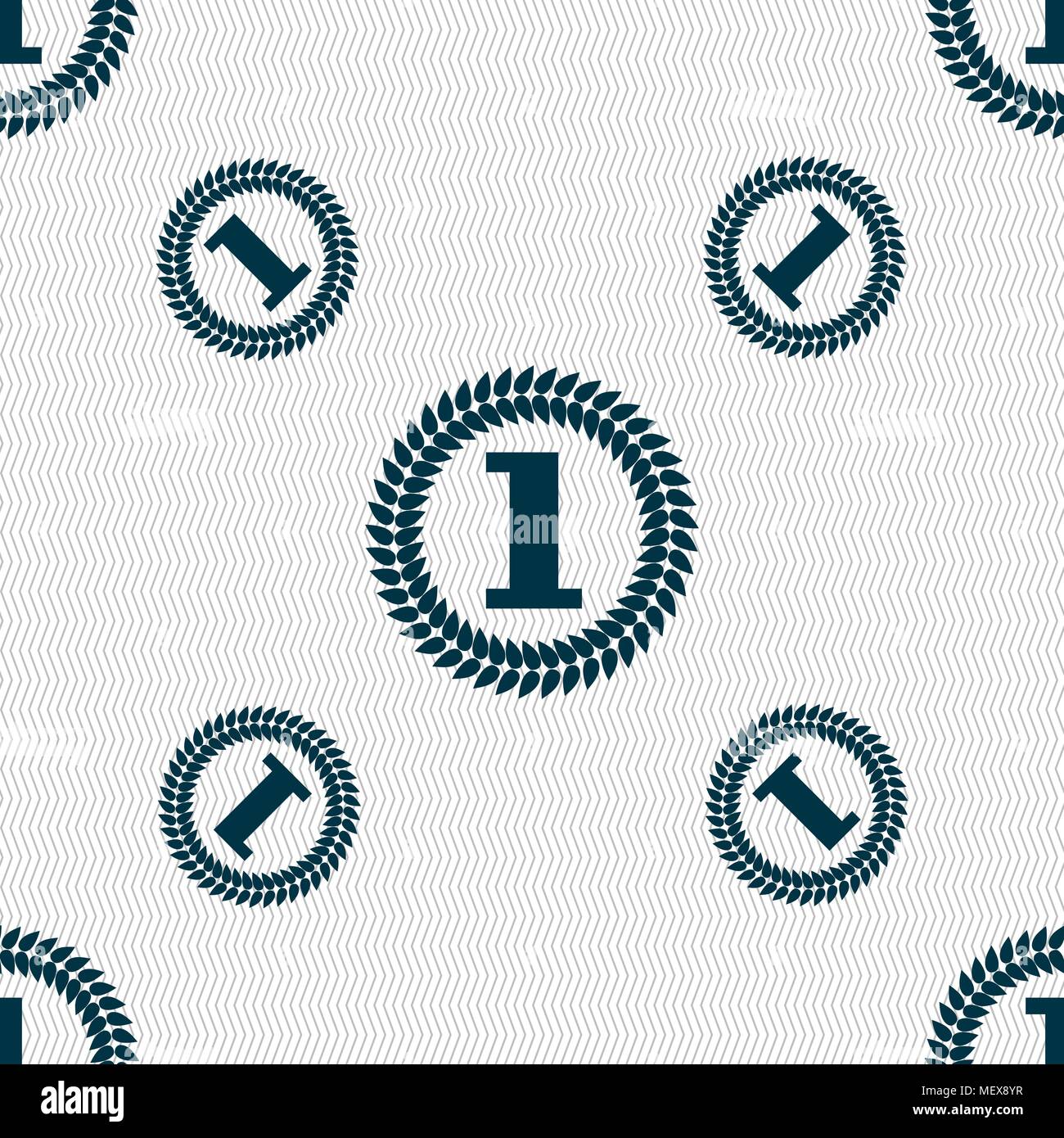 Medal, award, first icon sign. Seamless pattern with geometric texture ...