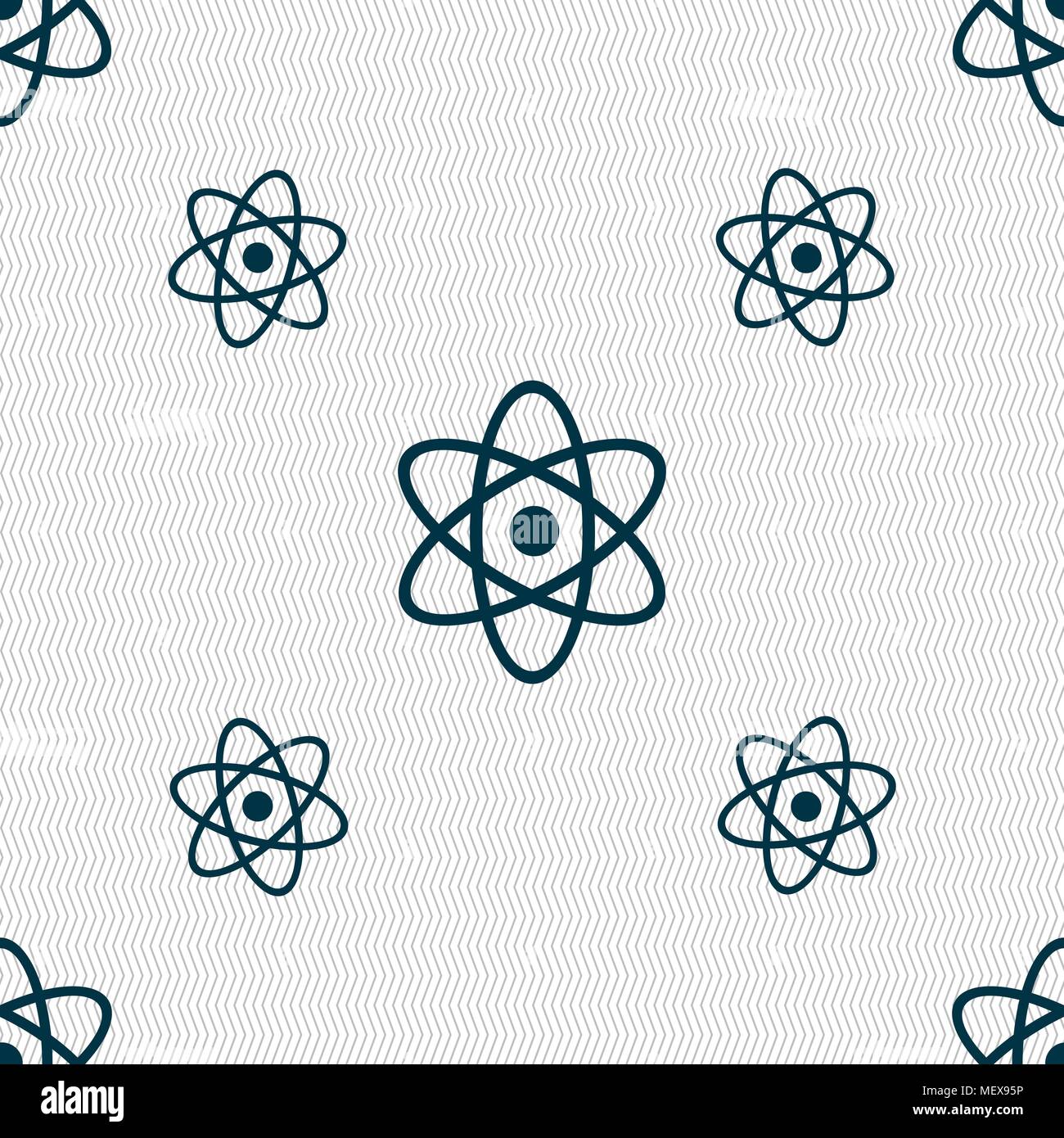 Atom, physics icon sign. Seamless pattern with geometric texture ...