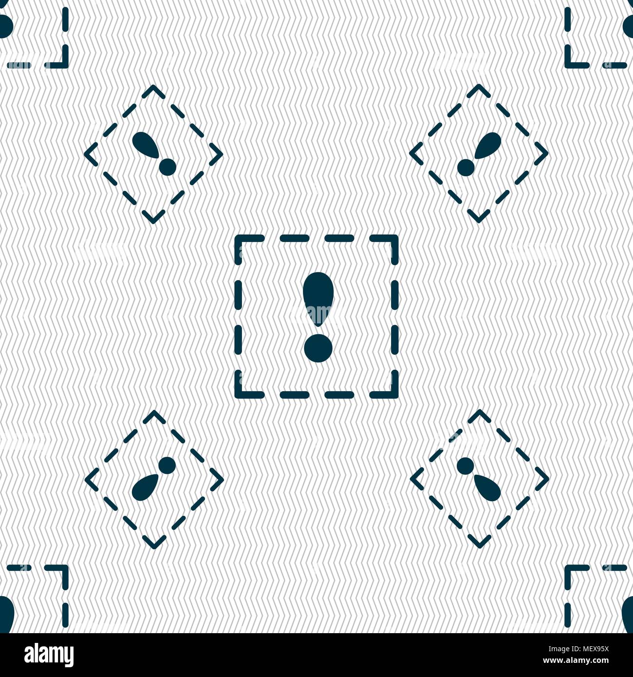The exclamation point in a square icon sign. Seamless pattern with ...