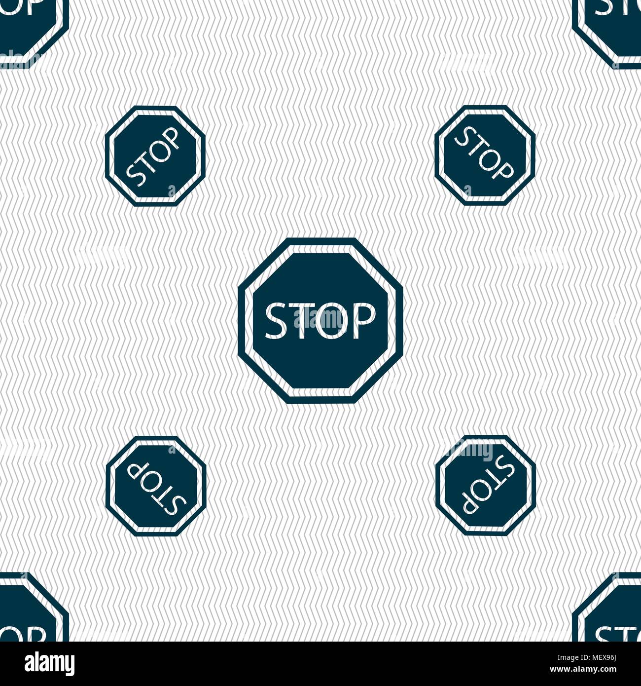 Stop icon sign. Seamless pattern with geometric texture. Vector ...