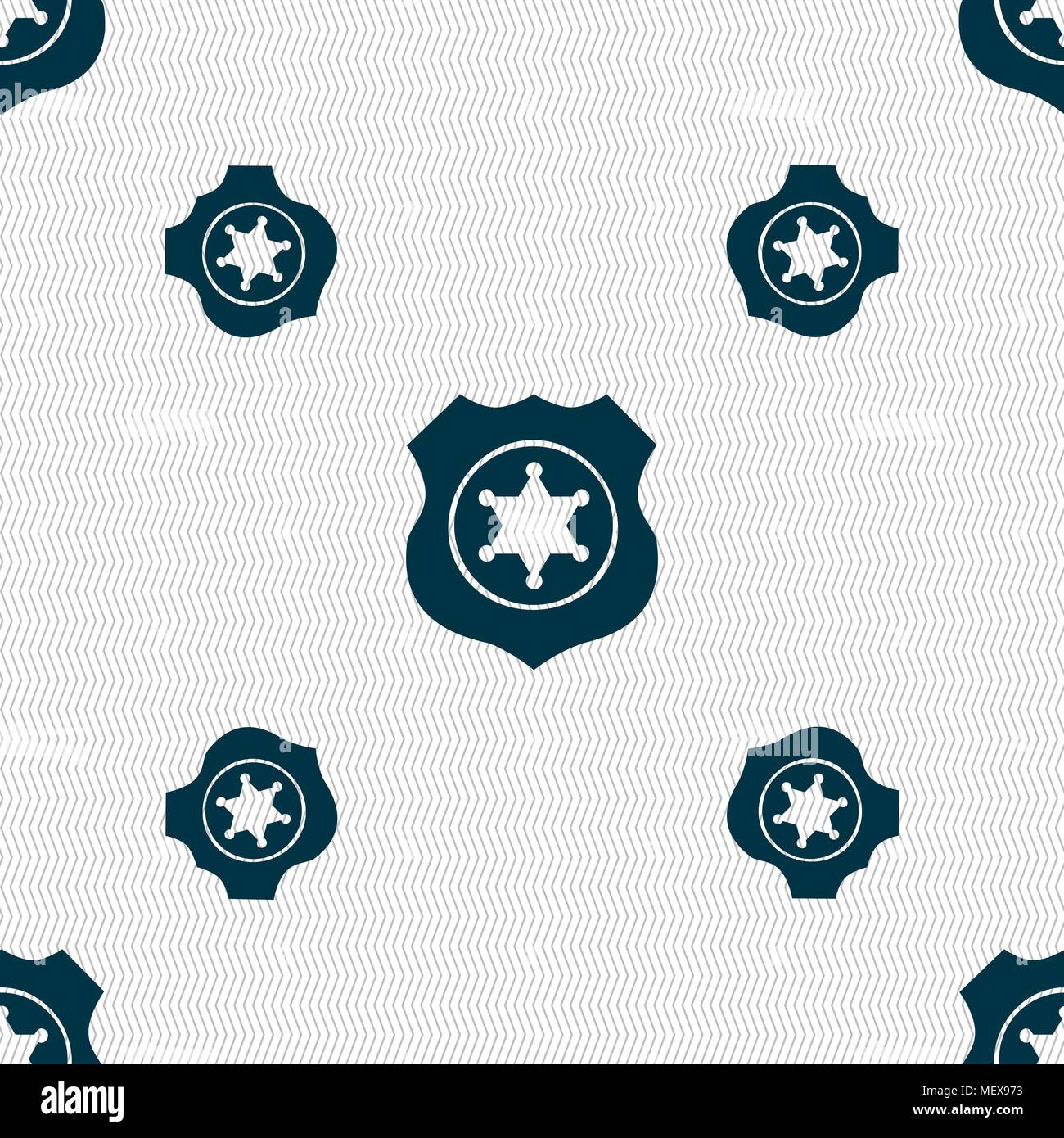 Sheriff, star icon sign. Seamless pattern with geometric texture ...