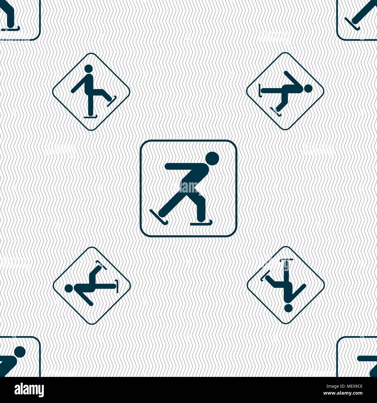 Ice skating sign. Seamless pattern with geometric texture. Vector ...