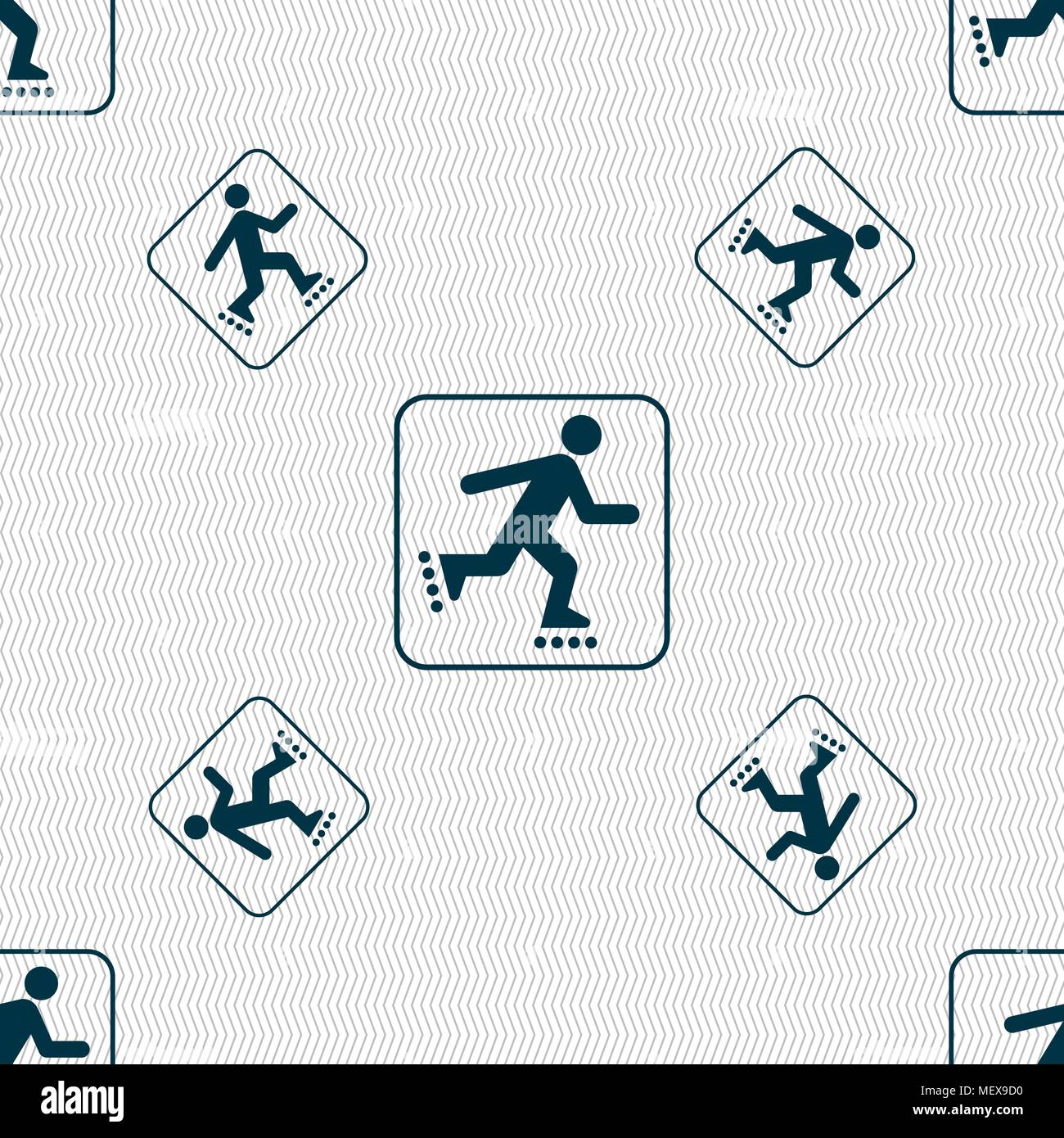 roller skating sign. Seamless pattern with geometric texture. Vector ...