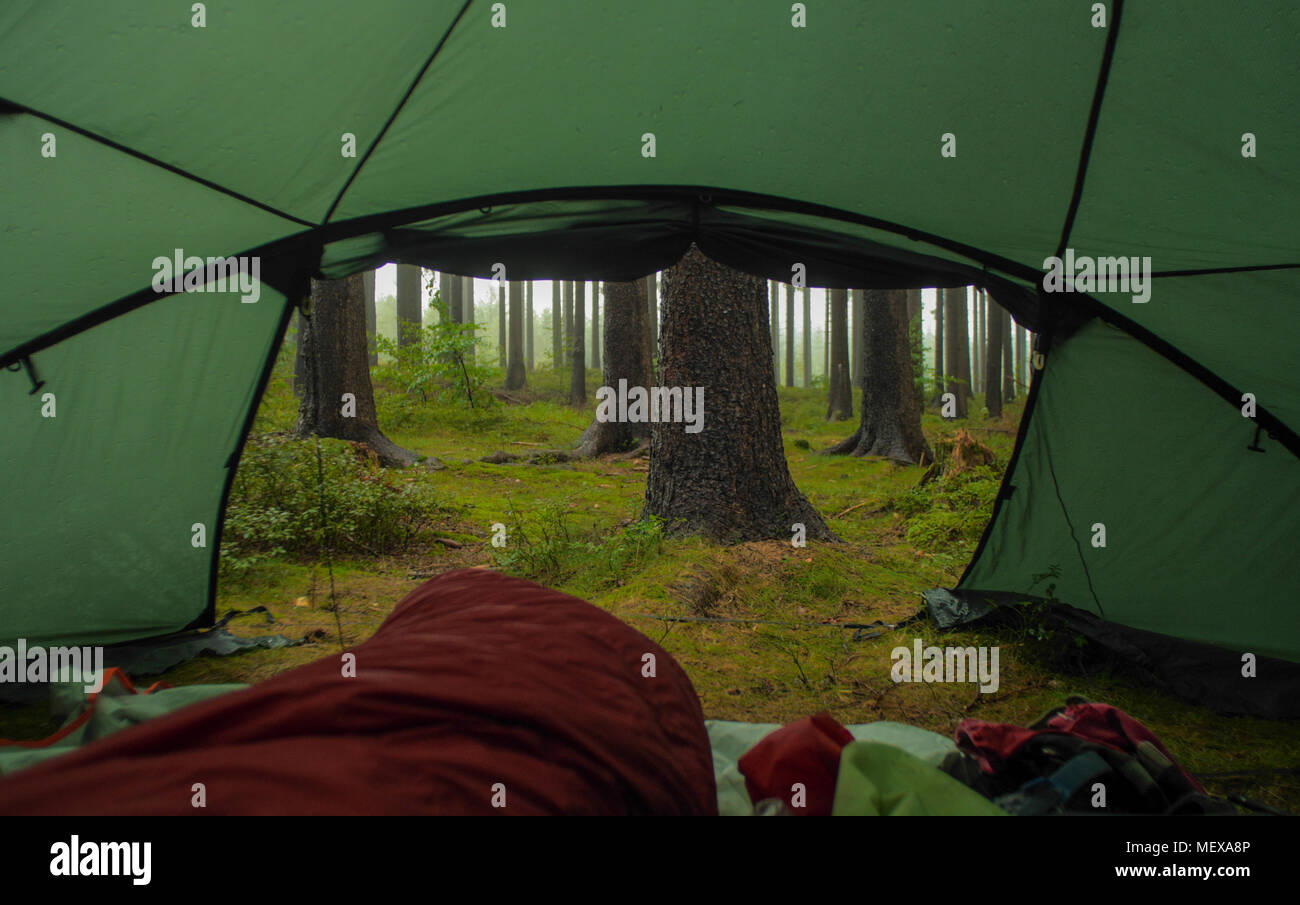 Sleeping bag inside tent hi-res stock photography and images - Alamy
