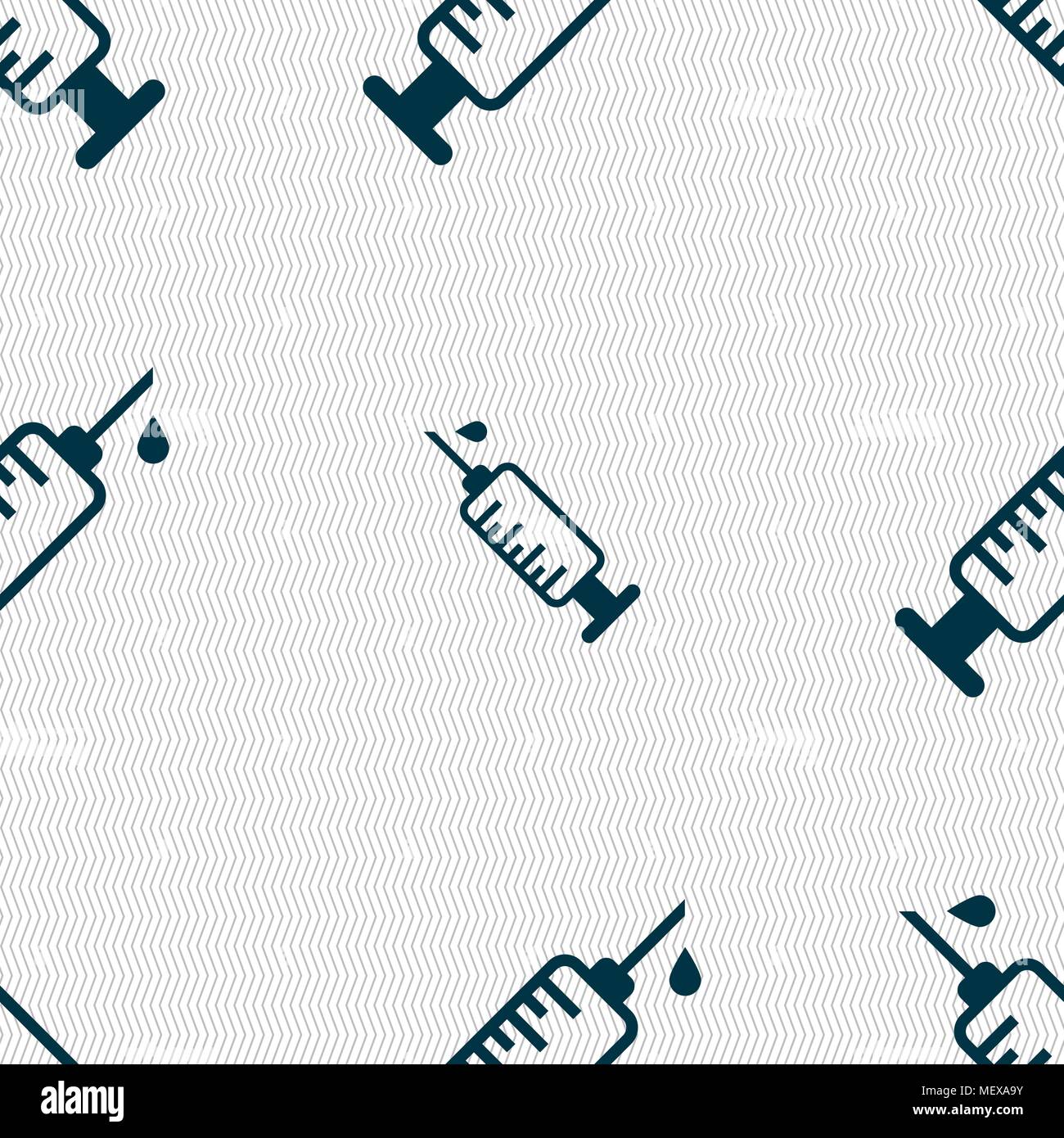 syringe icon sign. Seamless pattern with geometric texture. Vector ...