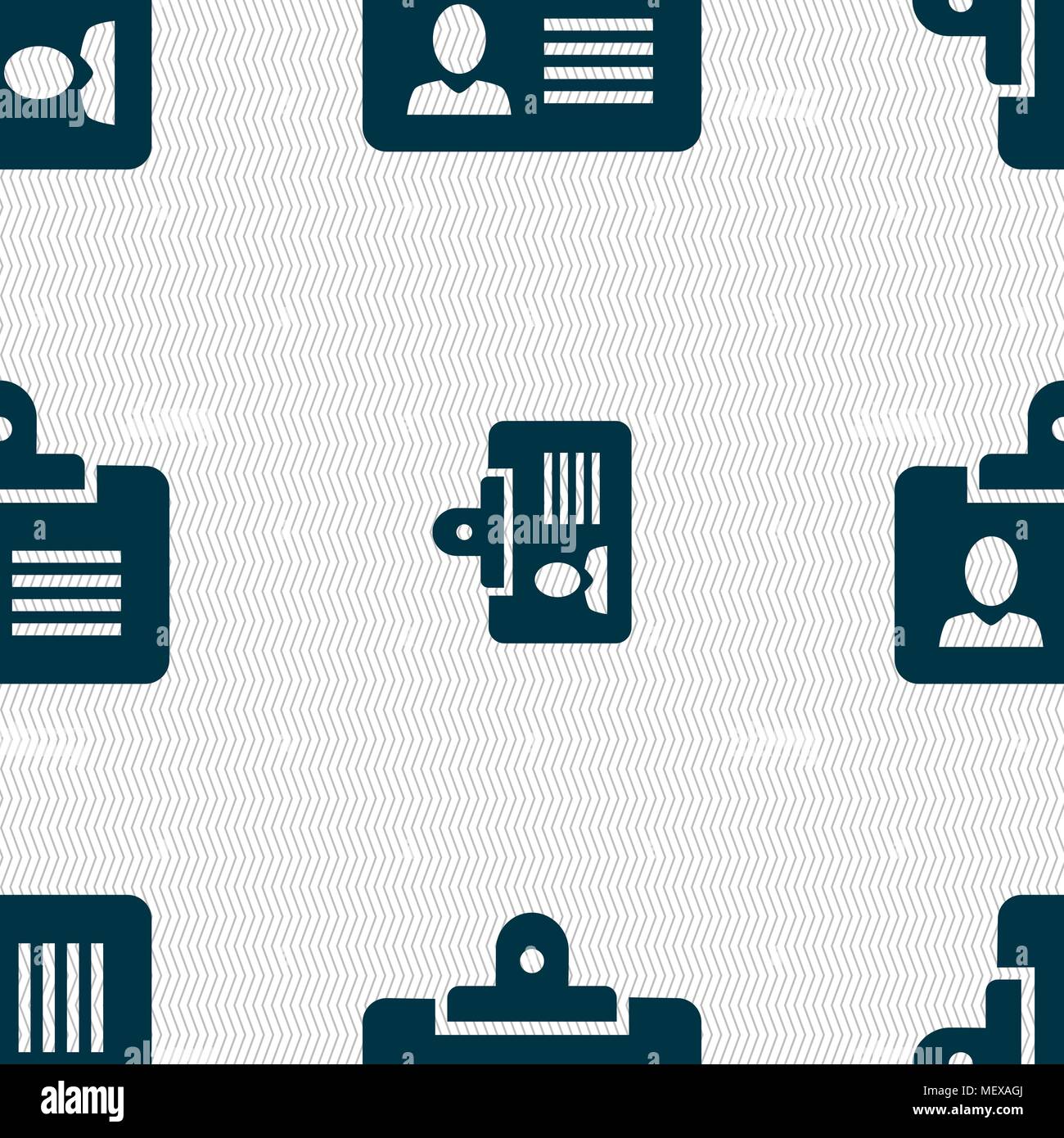 Identification card icon sign. Seamless pattern with geometric texture ...