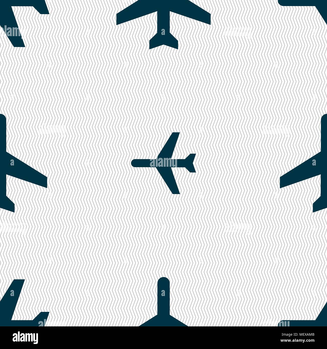 Plane icon sign. Seamless pattern with geometric texture. Vector ...