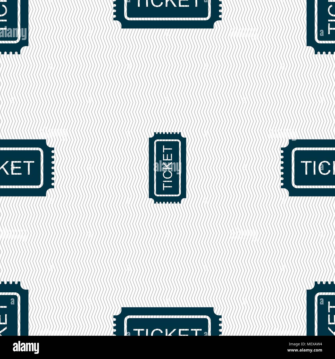 Ticket icon sign. Seamless pattern with geometric texture. Vector ...