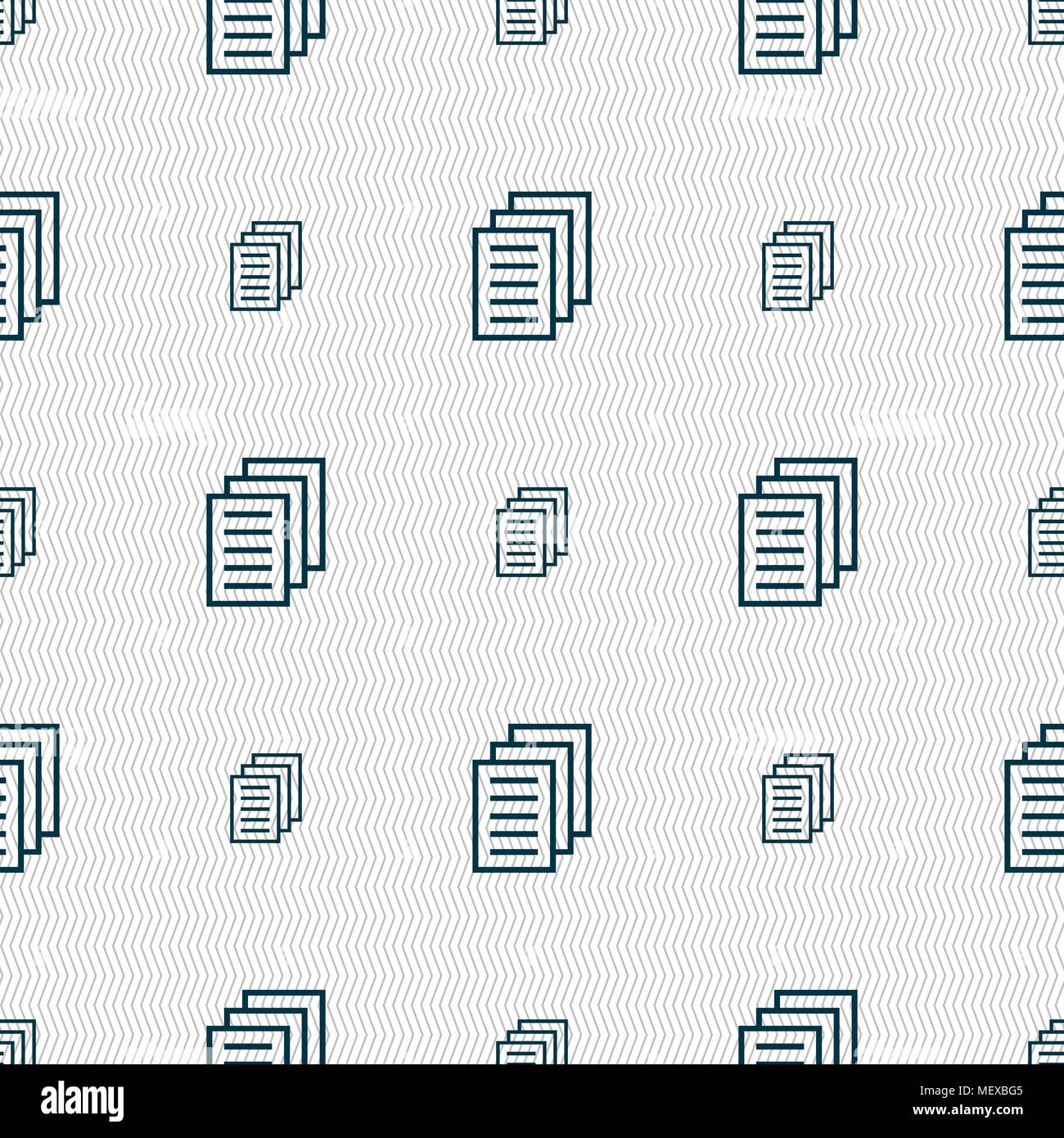 Copy File Duplicate Document Icon Sign Seamless Pattern With Geometric Texture Vector