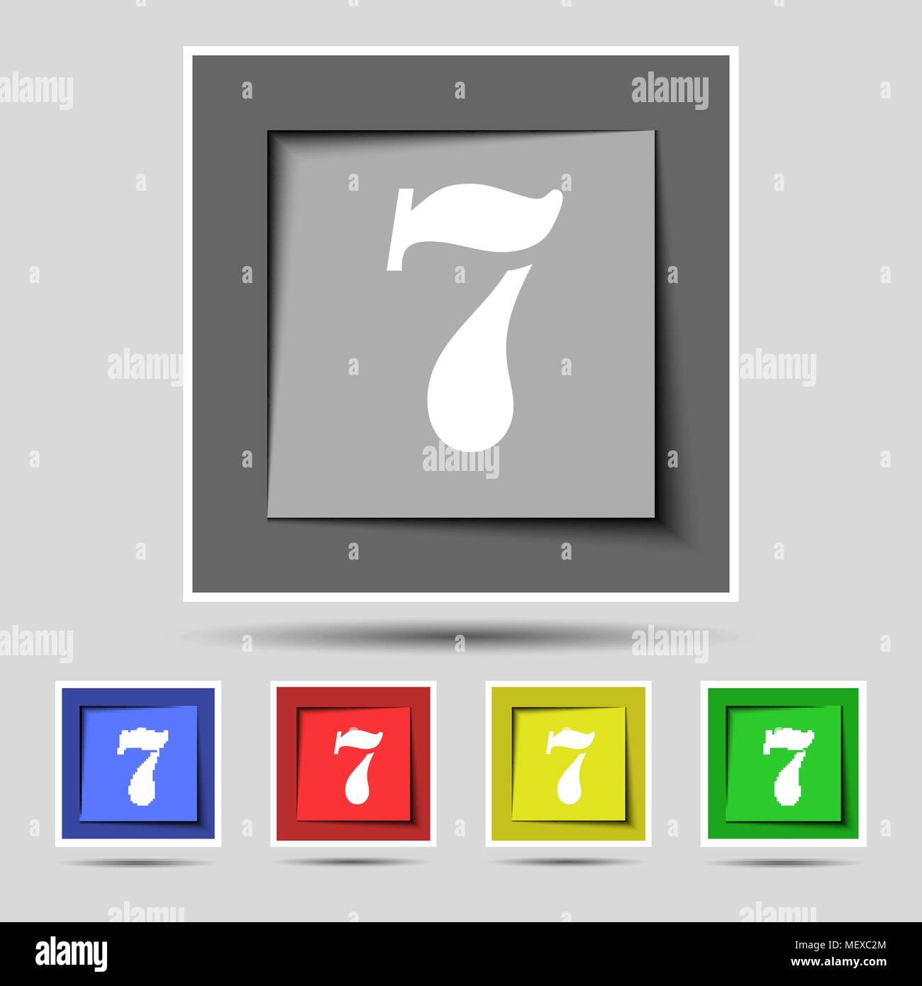 number seven icon sign. Set of coloured buttons. Vector illustration ...