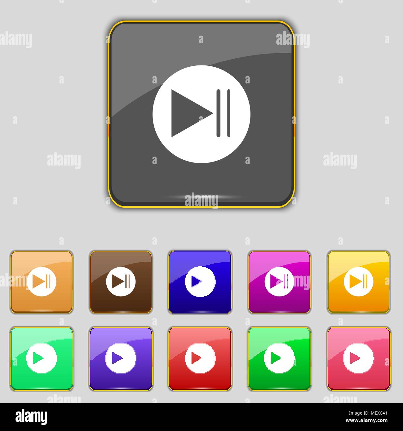 Arrow sign icon. Next button. Navigation symbol. Set colourful buttons ...