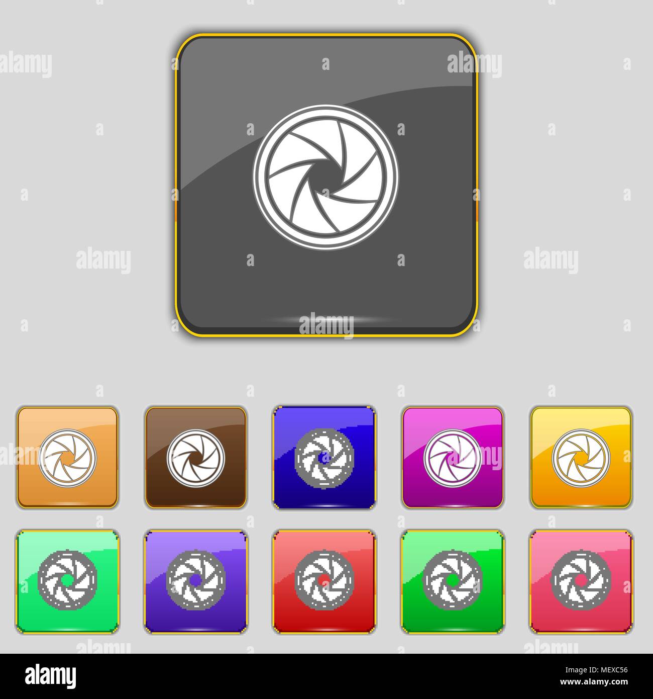 diaphragm icon. Aperture sign. Set colourful buttons. Vector ...