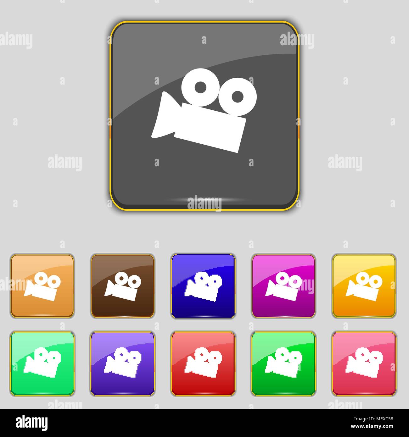 Video camera sign icon. content button. Set colourful buttons. Vector ...
