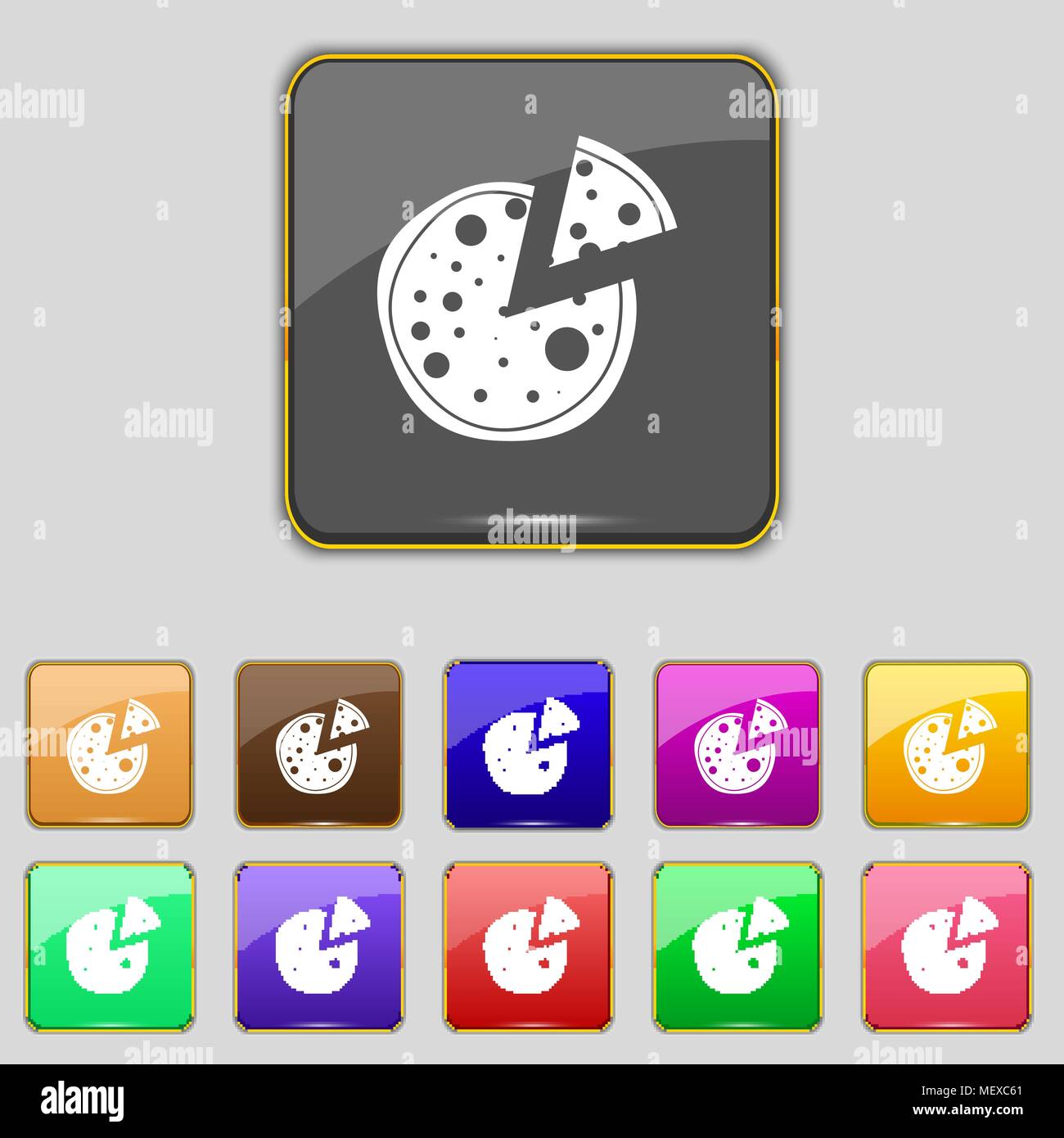Pizza Icon. Set colourful buttons sign. Vector illustration Stock Vector Image & Art - Alamy