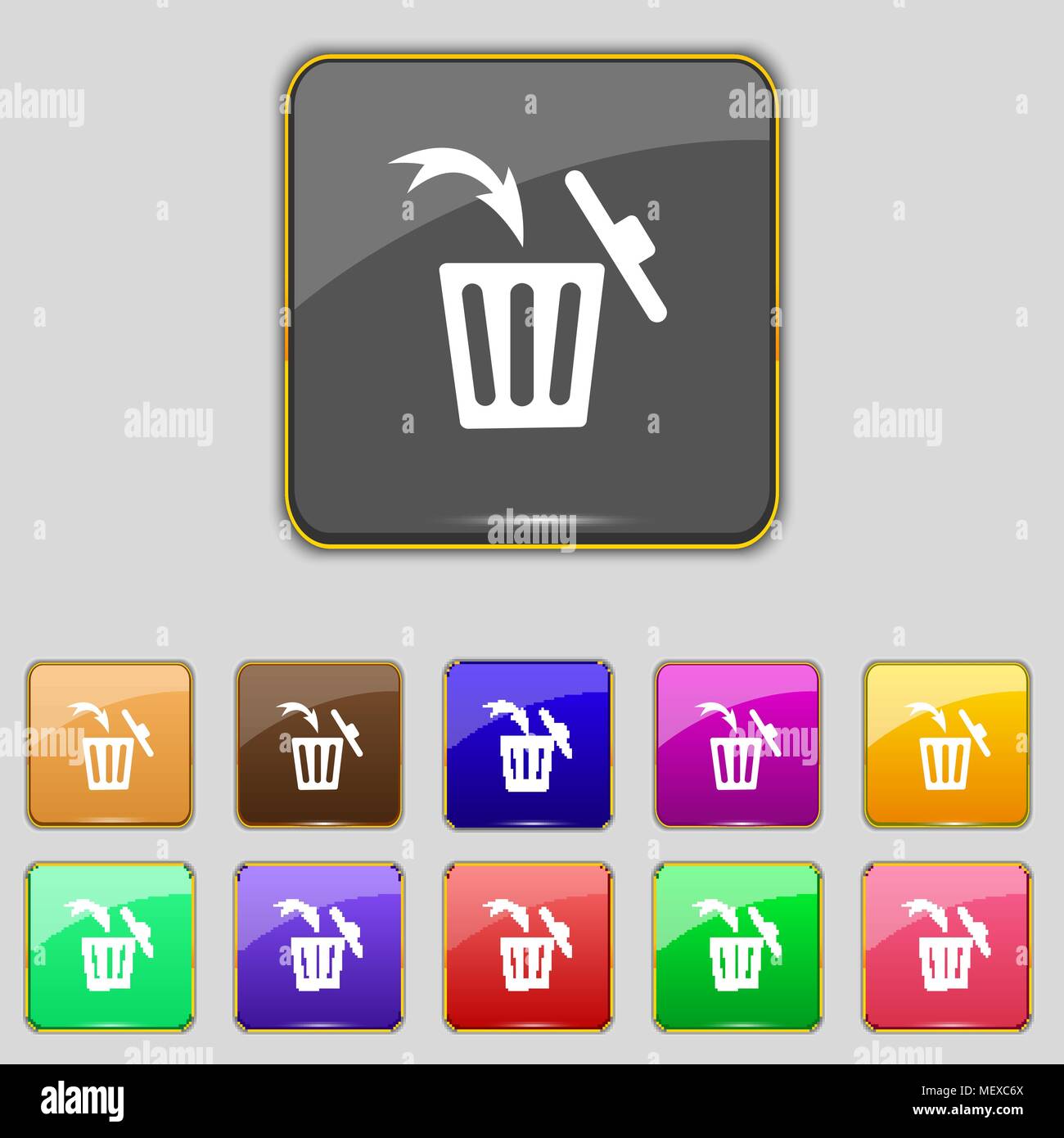 Recycle bin sign icon. Bins symbol. Set colourful buttons. Vector ...