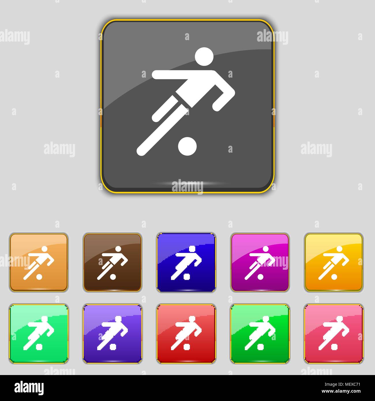 football player icon. Flat modern Set colourful web buttons. Vector ...