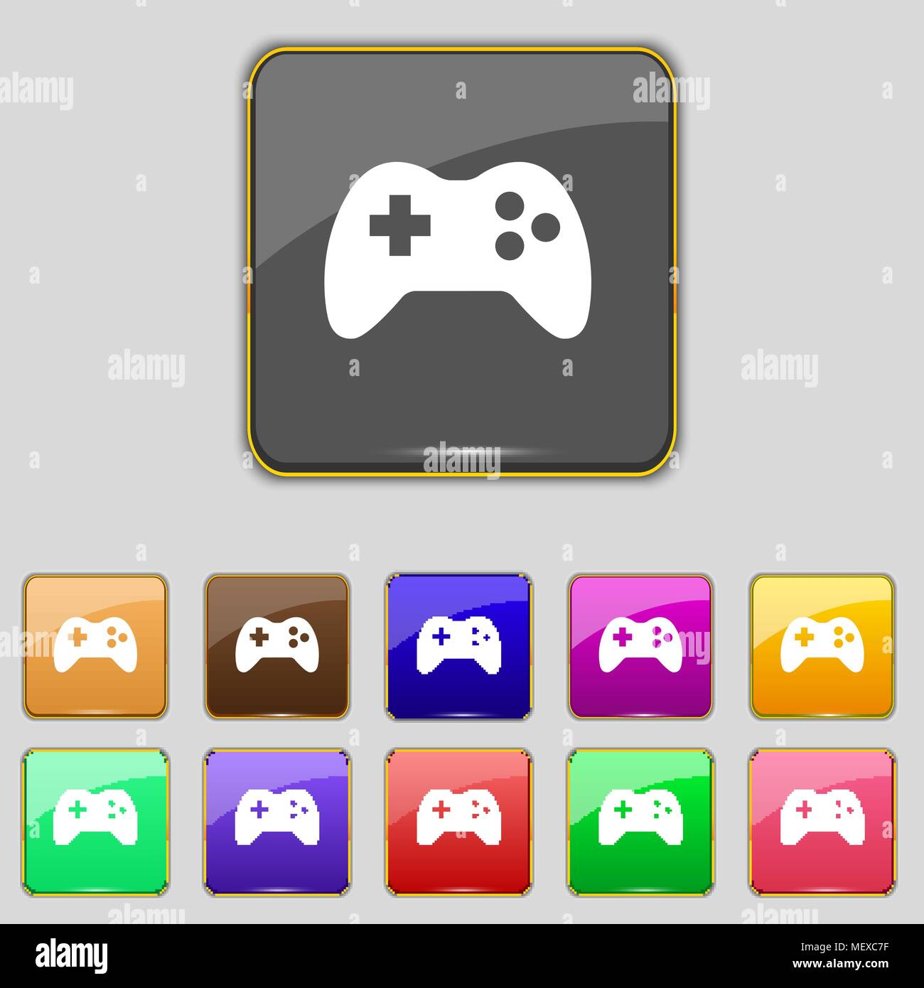 Joystick sign icon. Video game symbol. Set colourful buttons. Vector ...