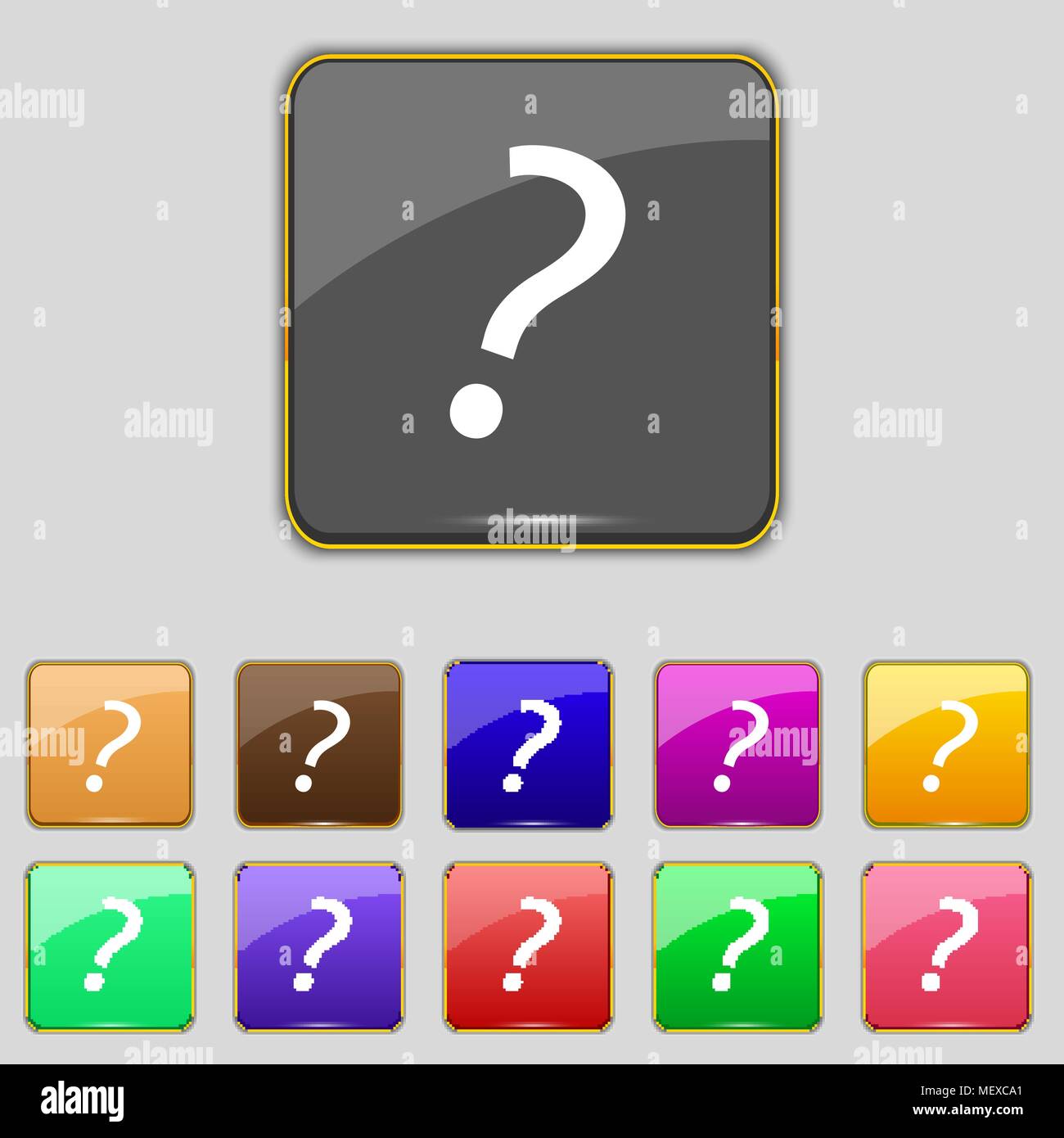 Question mark sign icon. Help symbol. FAQ sign. Set colourful buttons ...