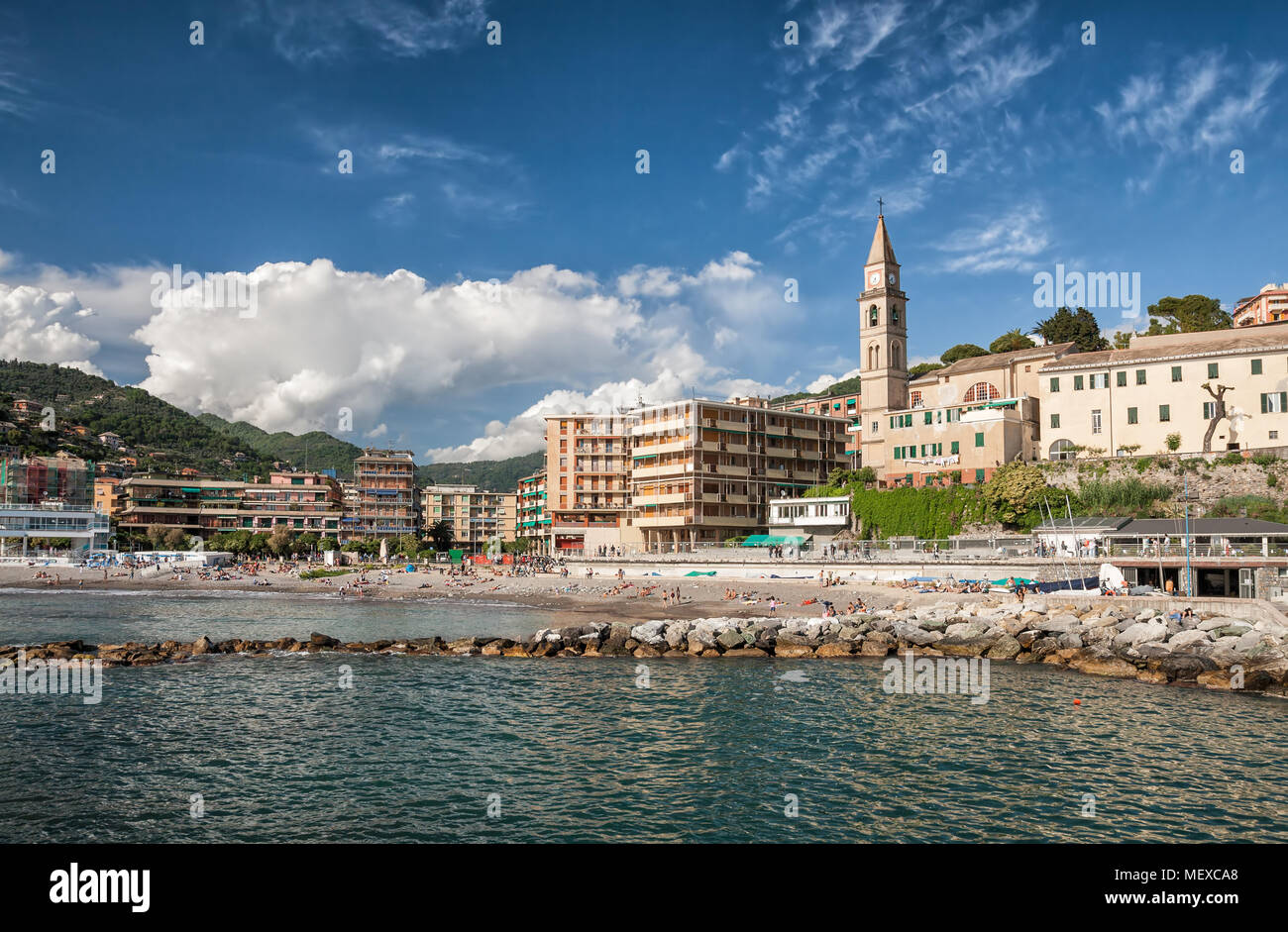 Italian city of Recco, resort on Mediterranean coast Stock Photo - Alamy
