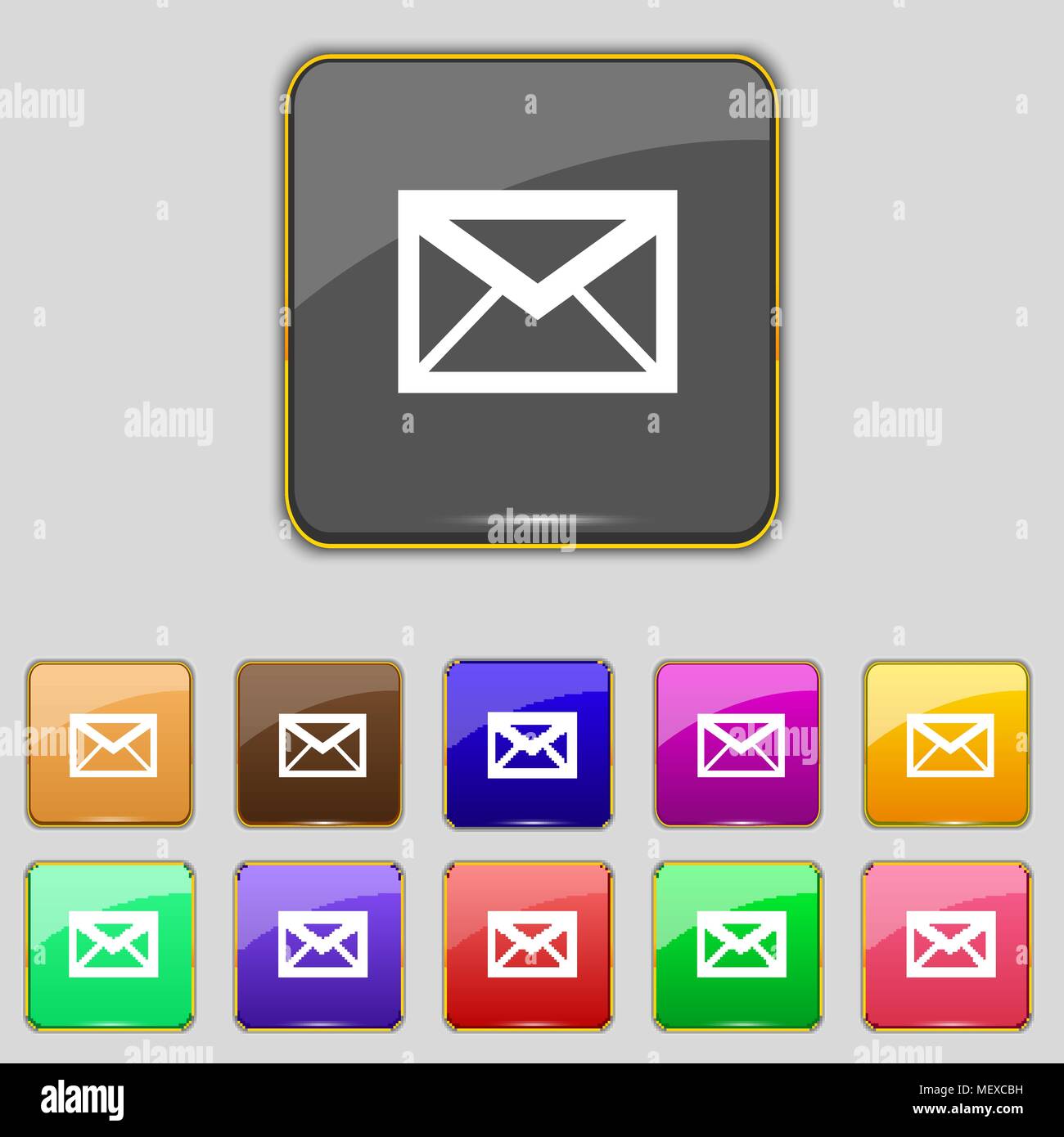 Mail icon. Envelope symbol. Message sign. Mail navigation button Set ...