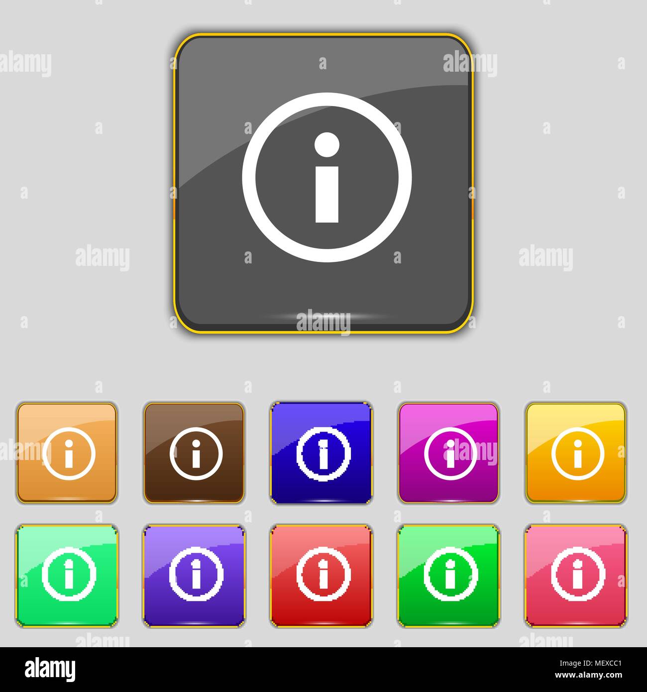 Information sign icon. Info speech bubble symbol. Set colour buttons ...