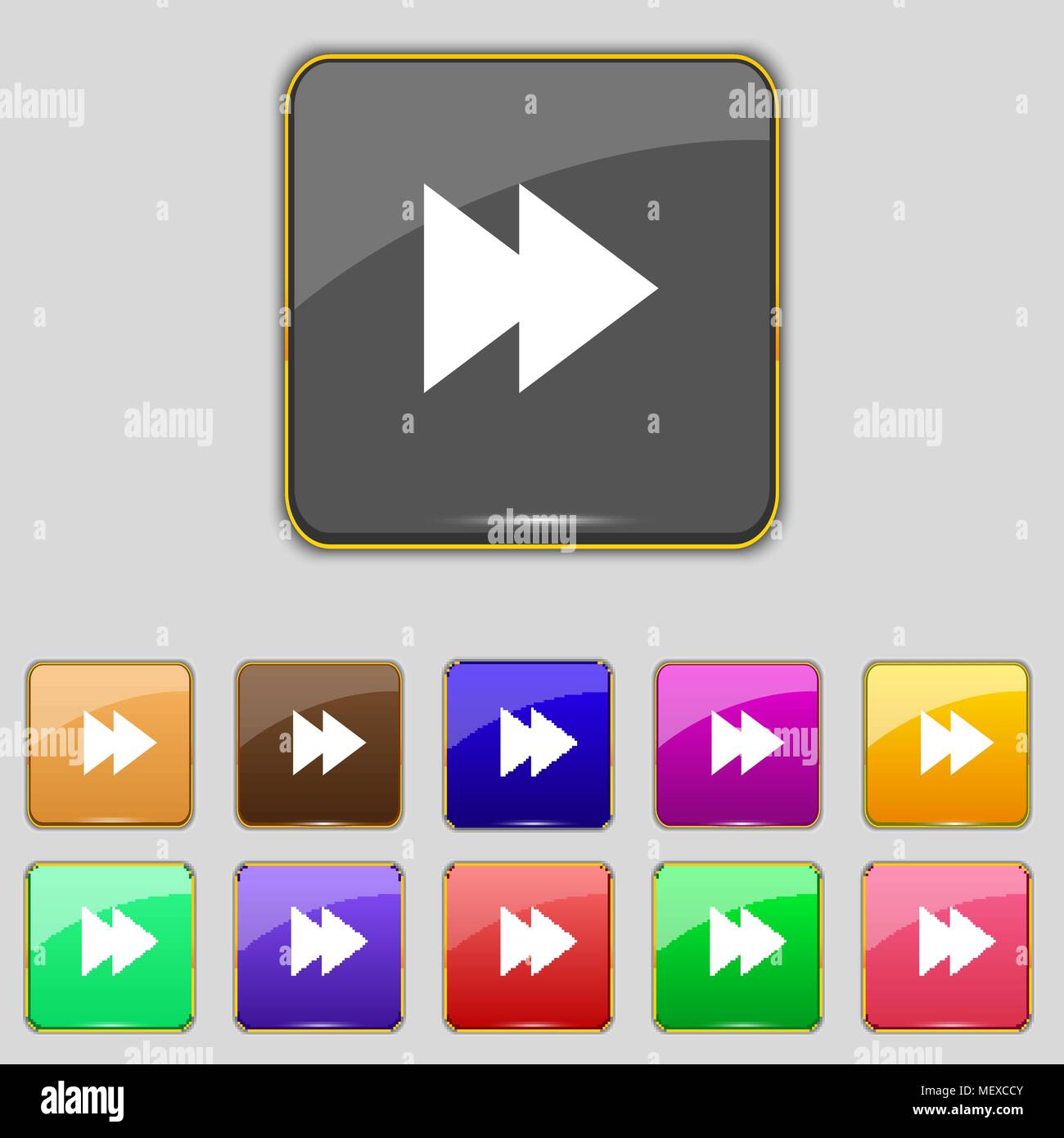 multimedia sign icon. Player navigation symbol. Set colour buttons ...