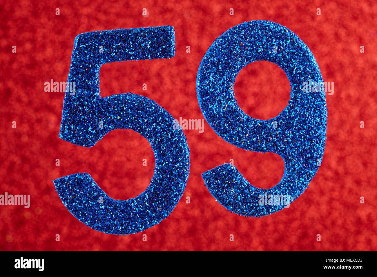Number fifty-nine blue color over a red background. Anniversary ...