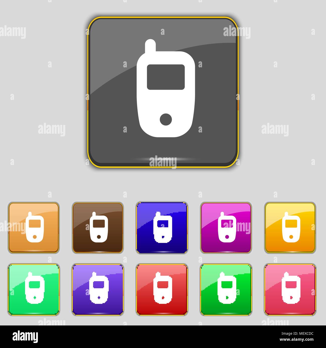 Mobile telecommunications technology symbol. Set colour buttons. Vector ...