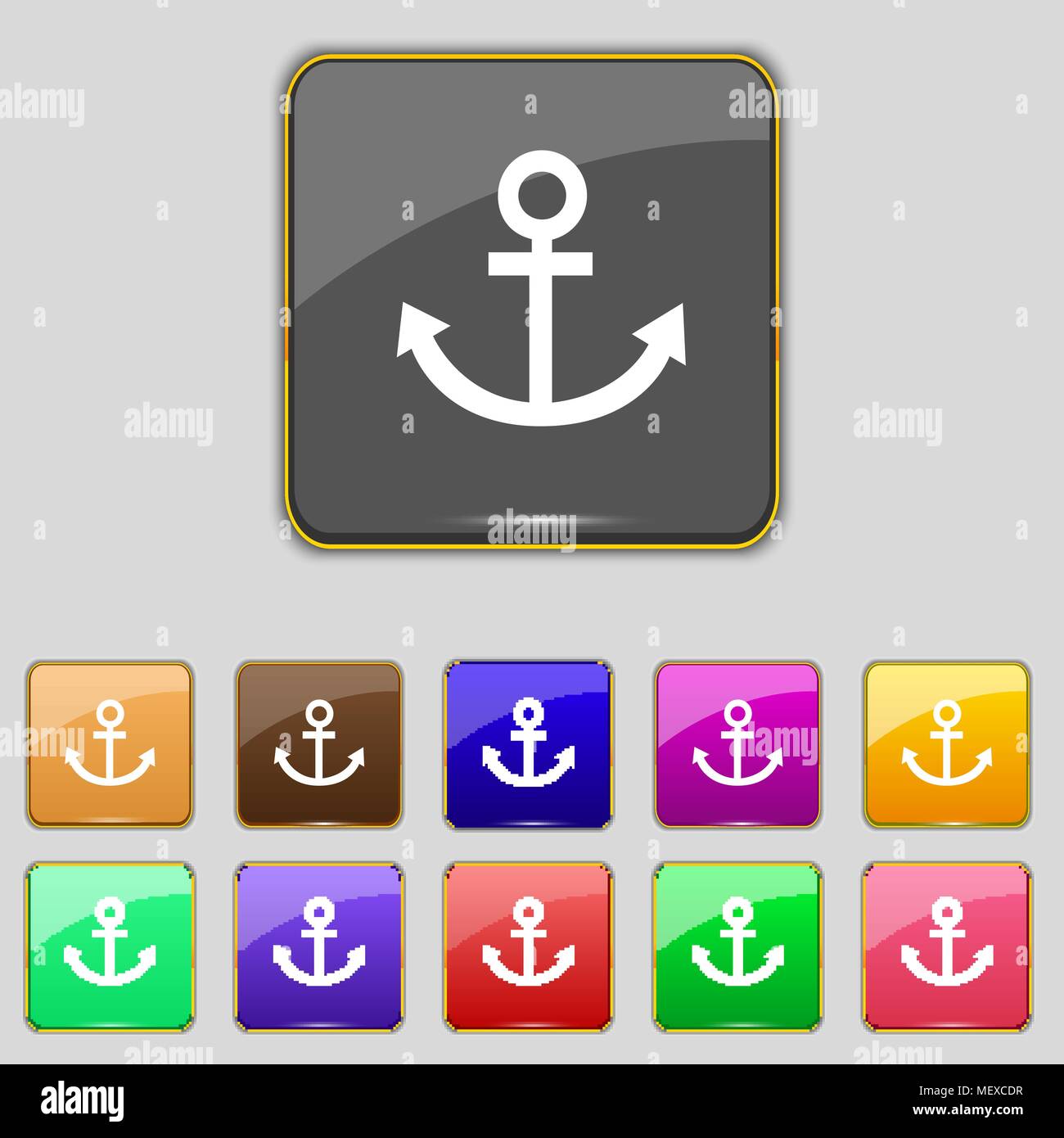 Anchor icon. Set colourful buttons sign. Vector illustration Stock ...