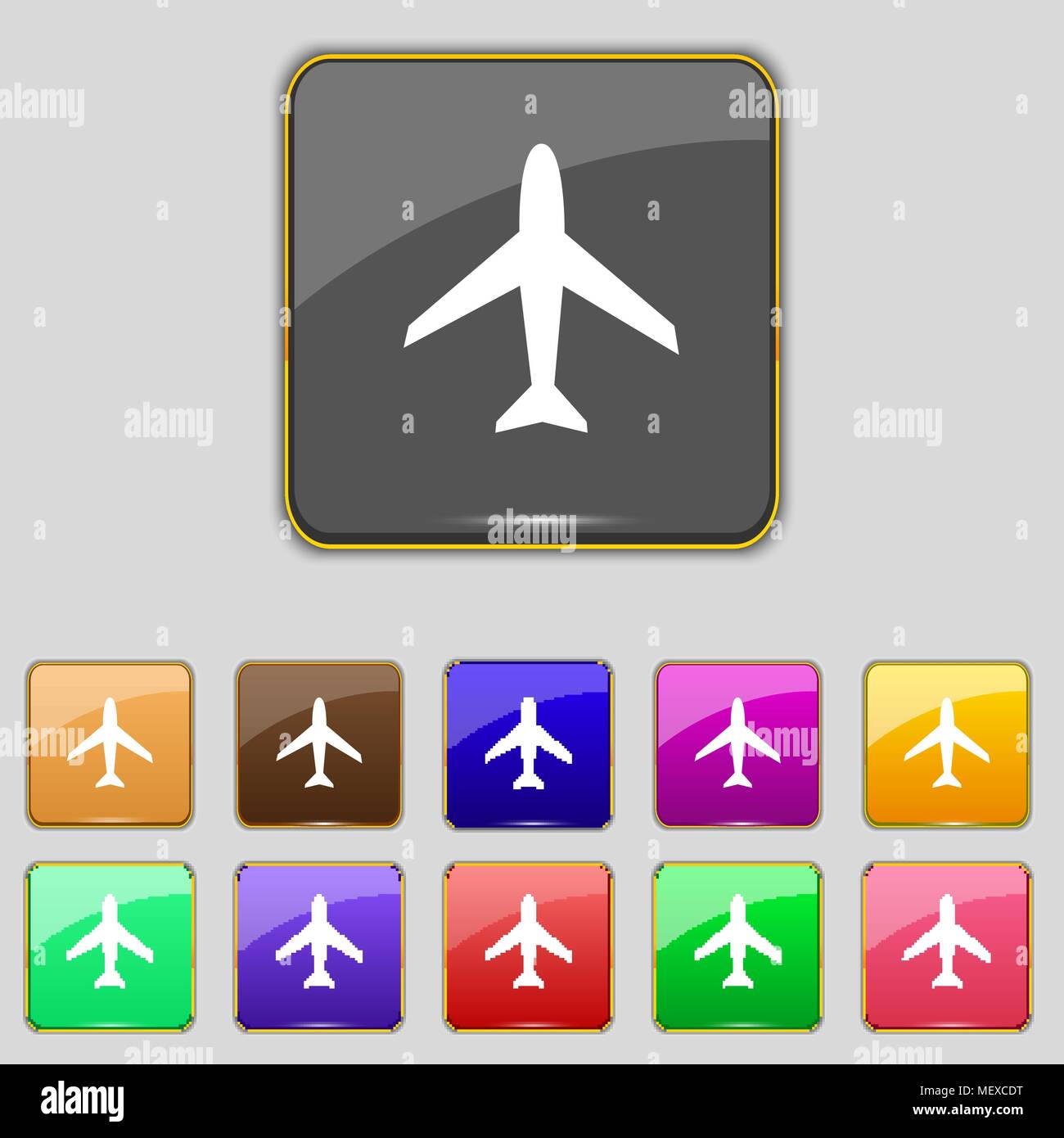 Airplane sign. Plane symbol. Travel icon. Flight flat label Set ...