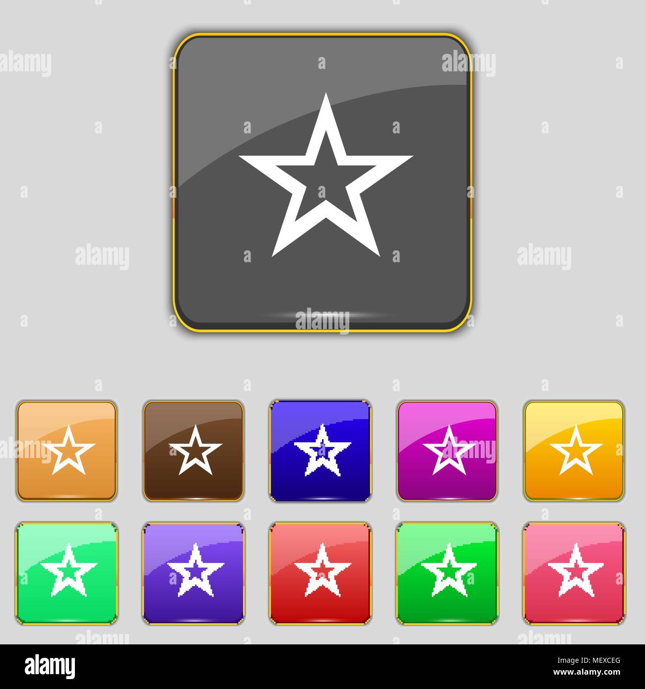 Star sign icon. Favorite button. Navigation symbol.Set colourful ...