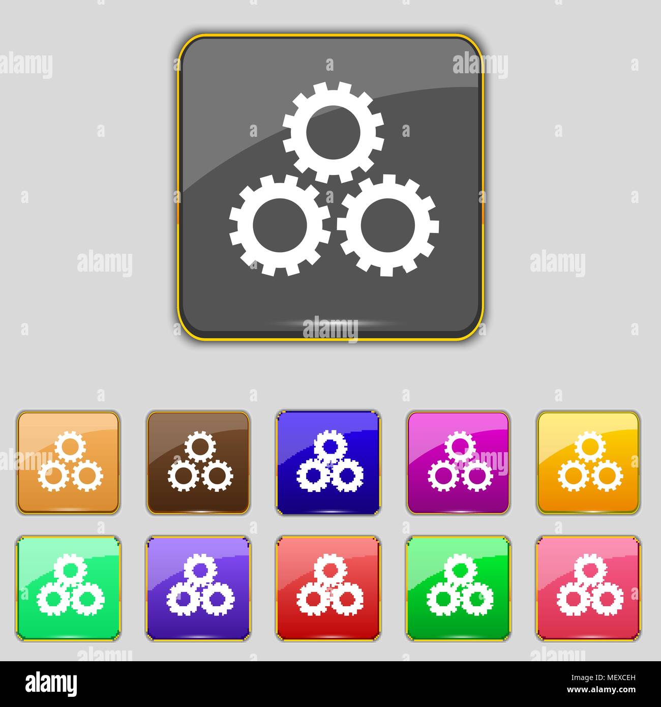 Cog settings sign icon. Cogwheel gear mechanism symbol. Set colourful ...