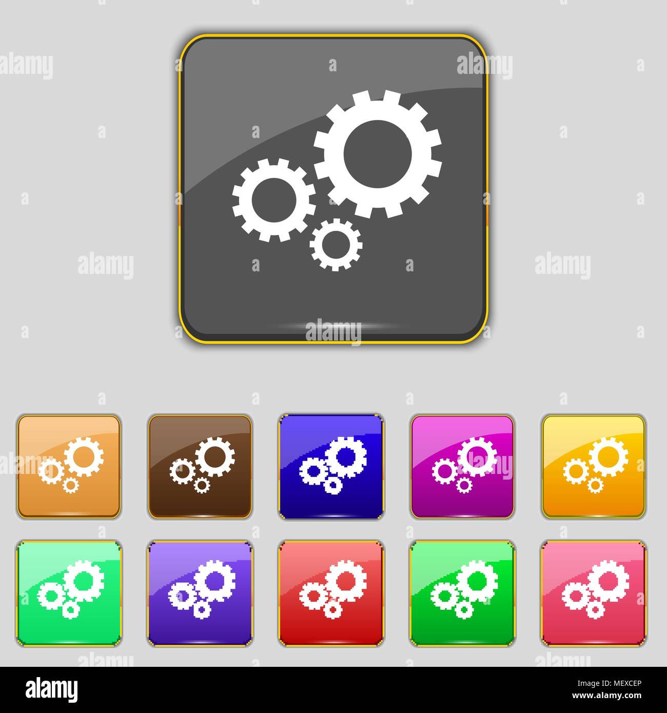 Cog settings sign icon. Cogwheel gear mechanism symbol. Set colourful ...