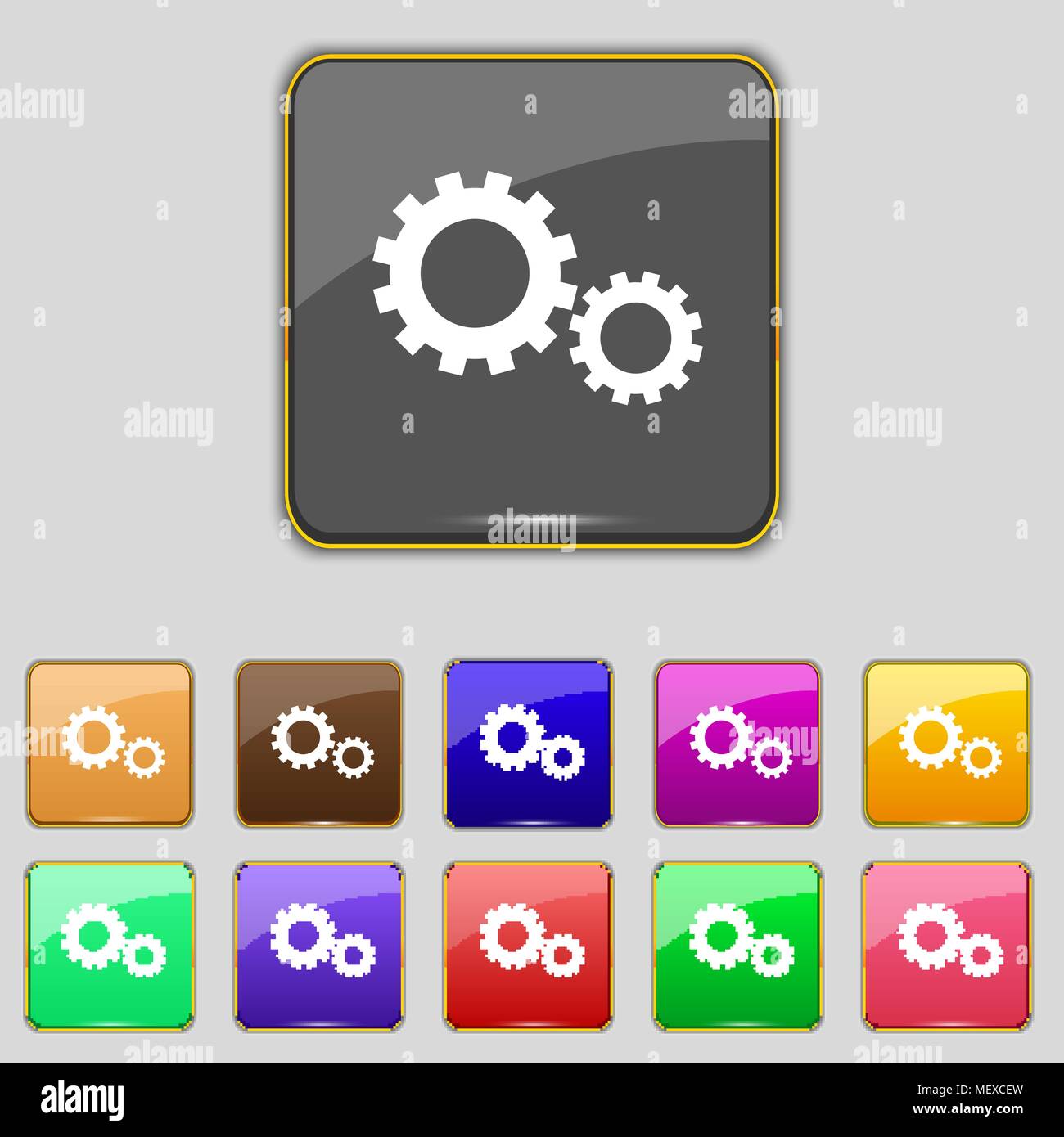 Cog settings sign icon. Cogwheel gear mechanism symbol. Set colourful ...
