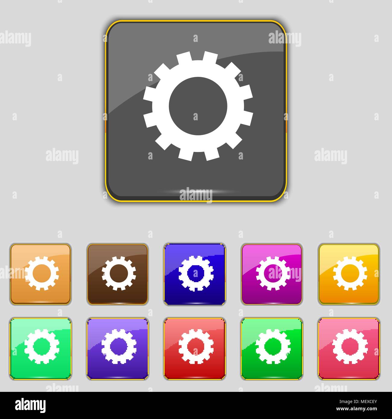 Cog settings sign icon. Cogwheel gear mechanism symbol. Set colourful ...