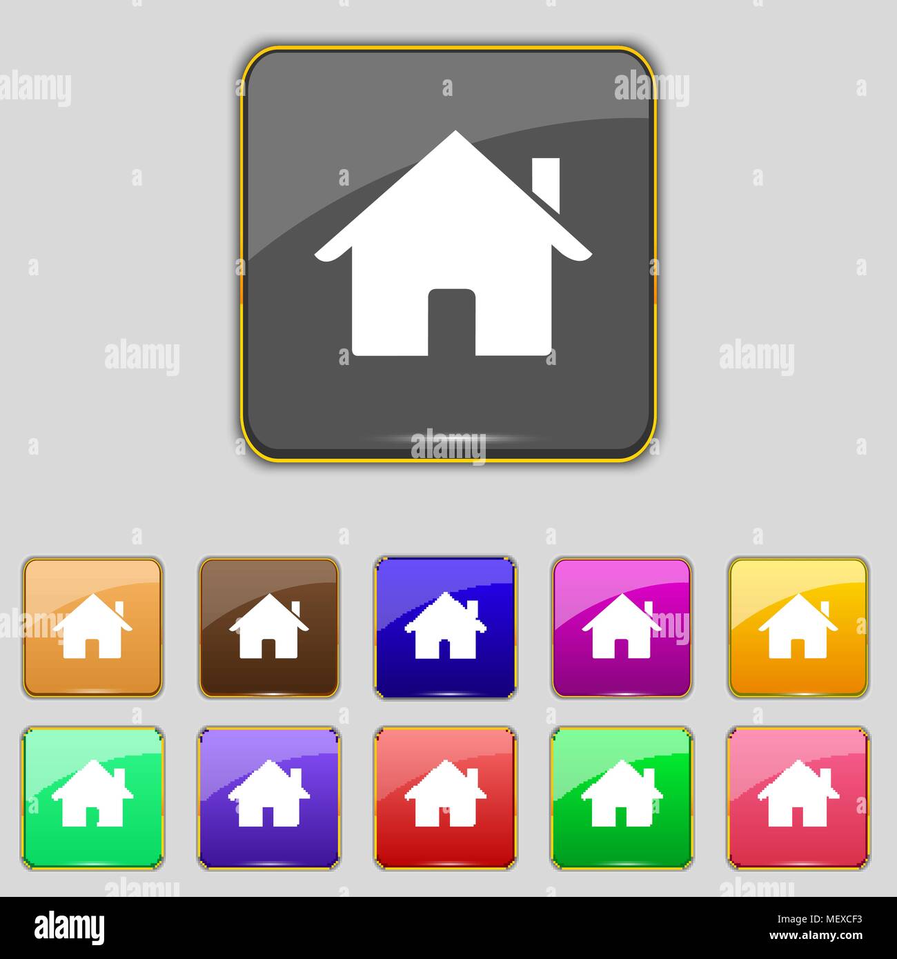 Home sign icon. Main page button. Navigation symbol. Set colur buttons ...