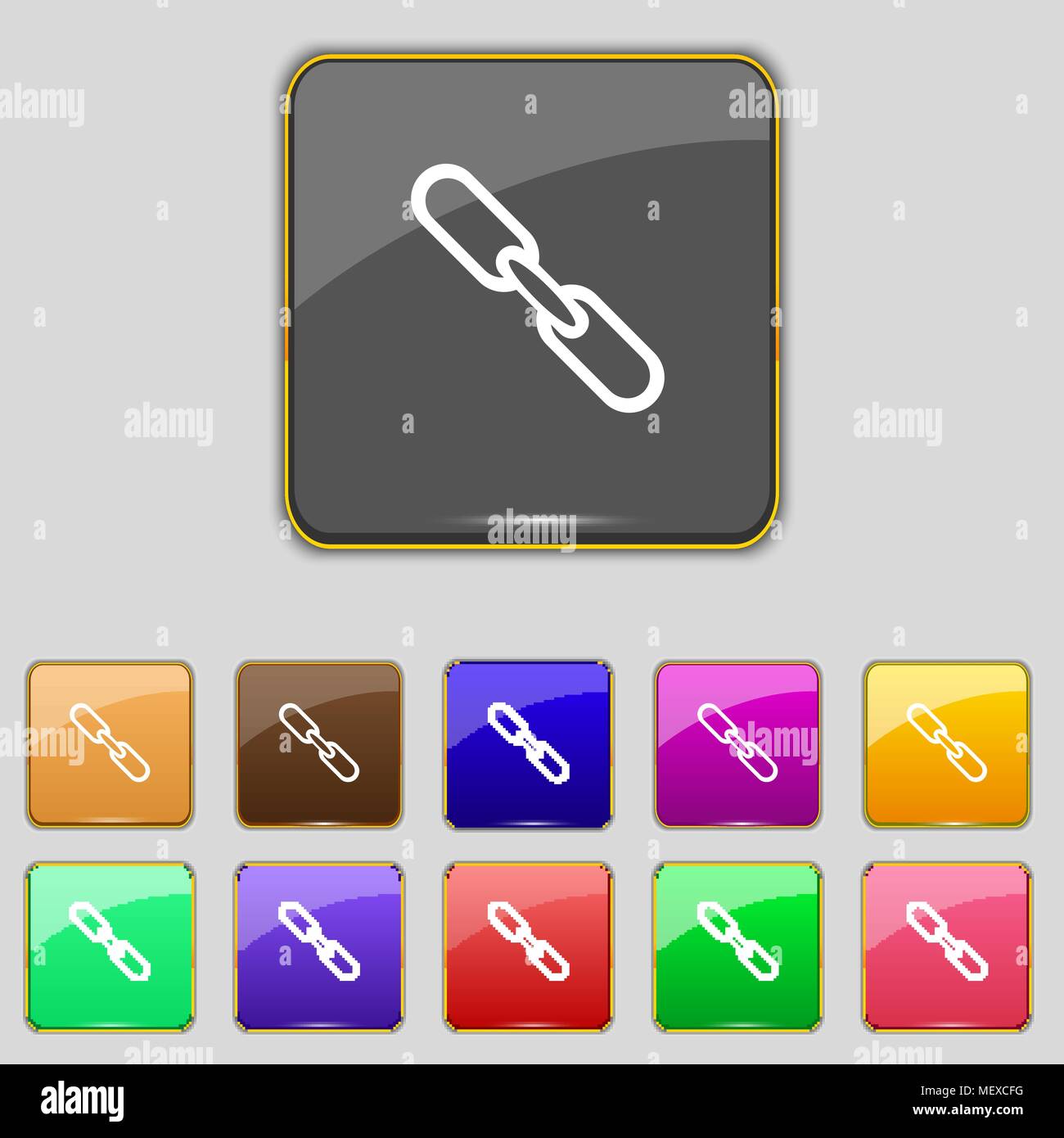 Link sign icon. Hyperlink chain symbol. Set colourful buttons. Vector ...